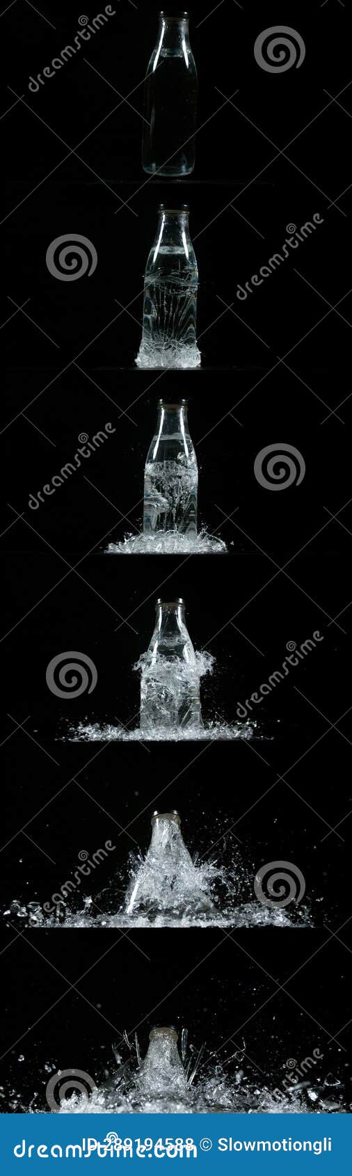 Botella Cayendo Y Explotando Sobre Fondo Negro Foto de archivo - Imagen ...