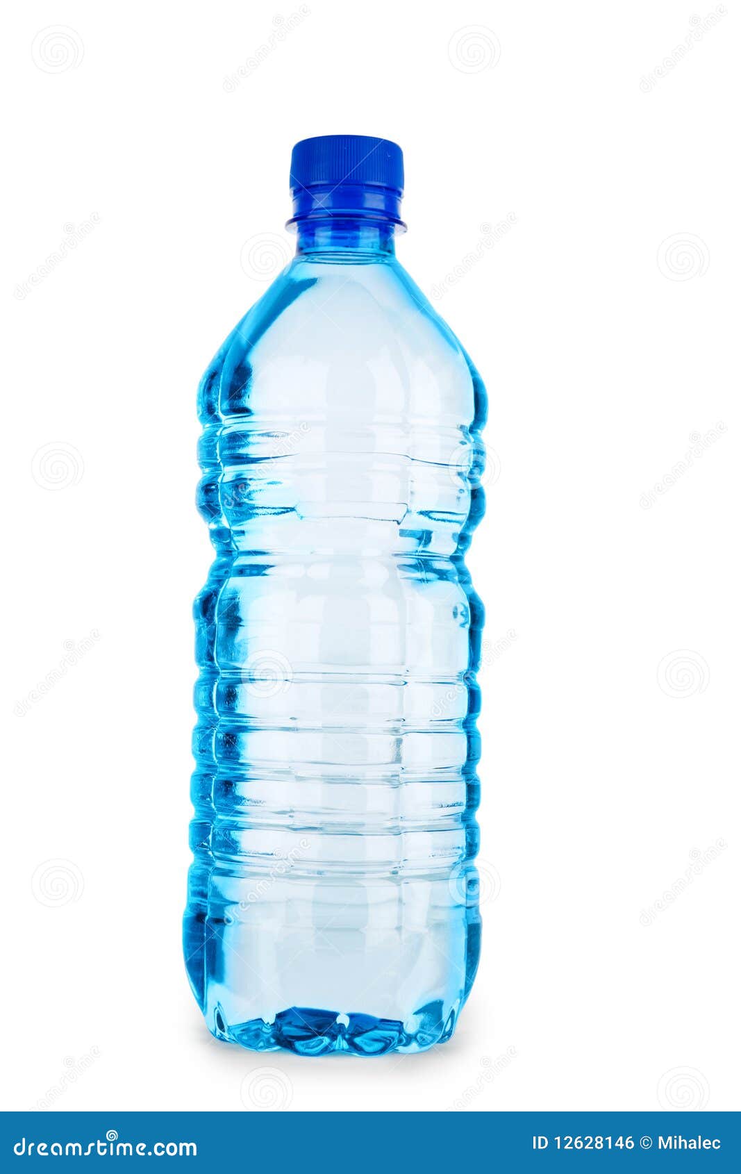 Botella Cerrada Azul Con Agua Aislada Imagen de archivo libre de ...