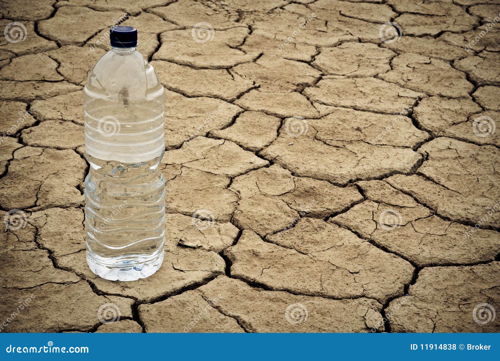 Botella De Agua En La Tierra Seca Foto de archivo - Imagen de estéril ...