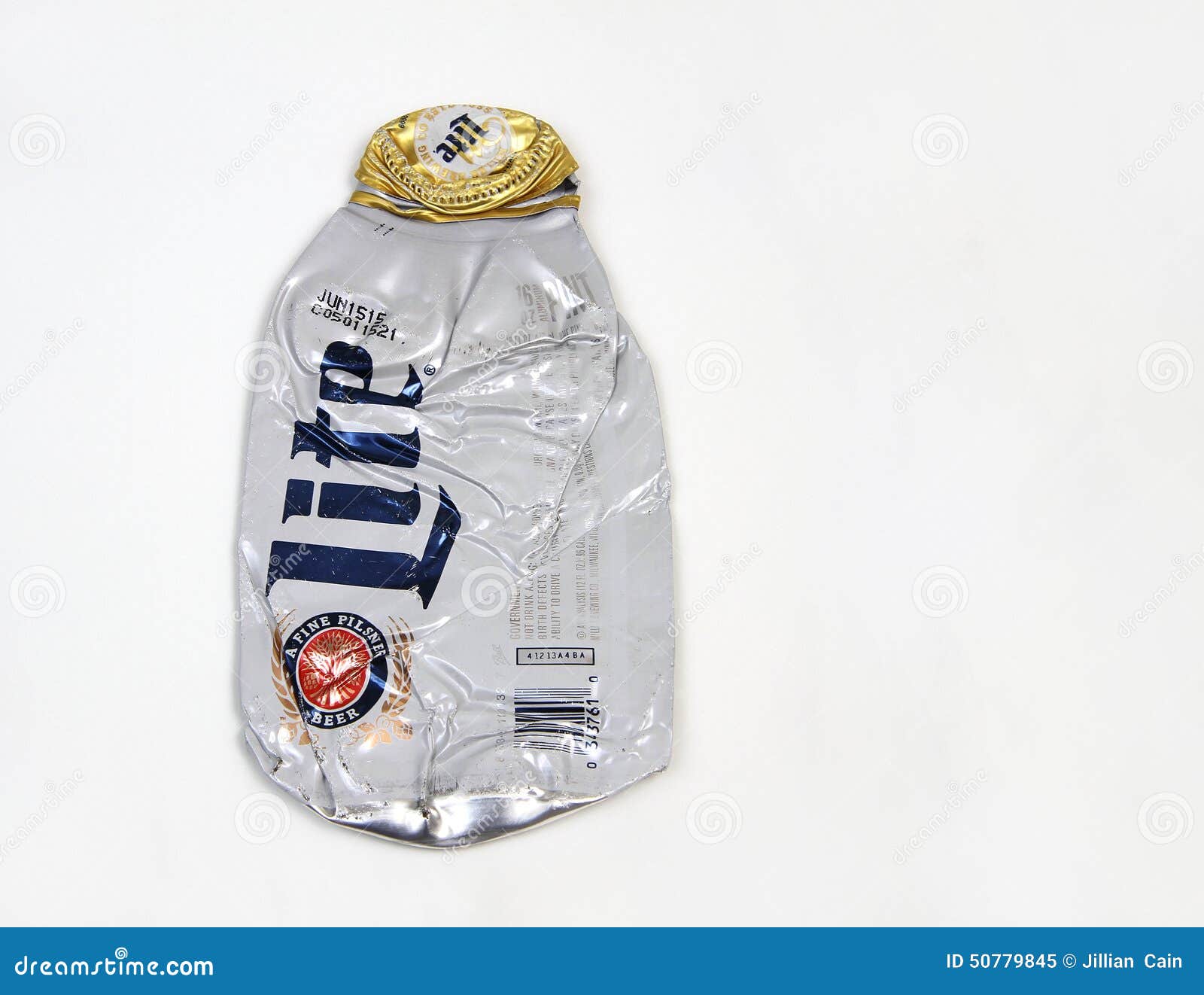 Botella De Cerveza De Aluminio Machacada De Miller Lite Imagen ...