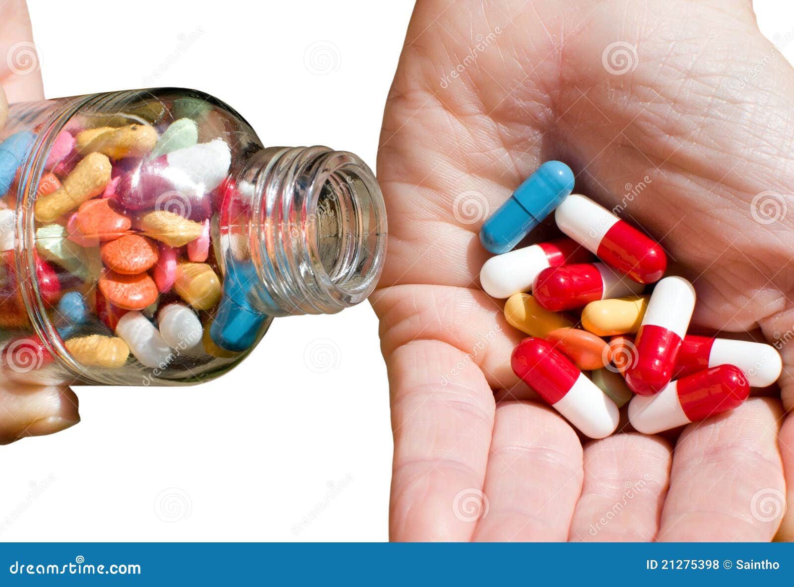 Botella De La Mano Con La Droga Y Las Píldoras Foto de archivo - Imagen ...