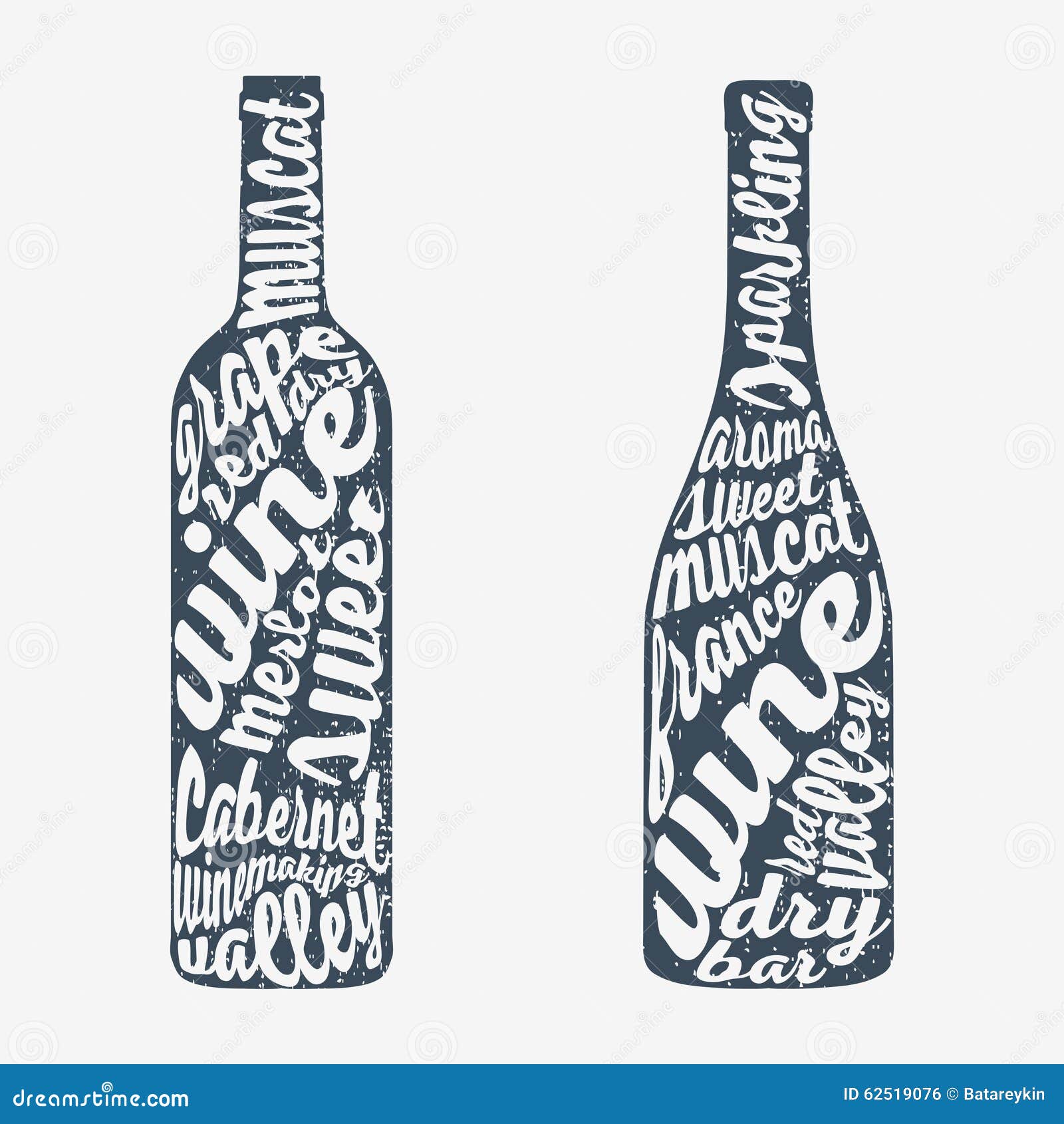 Botella De Las Letras De La Mano De Vino Ilustración del Vector ...