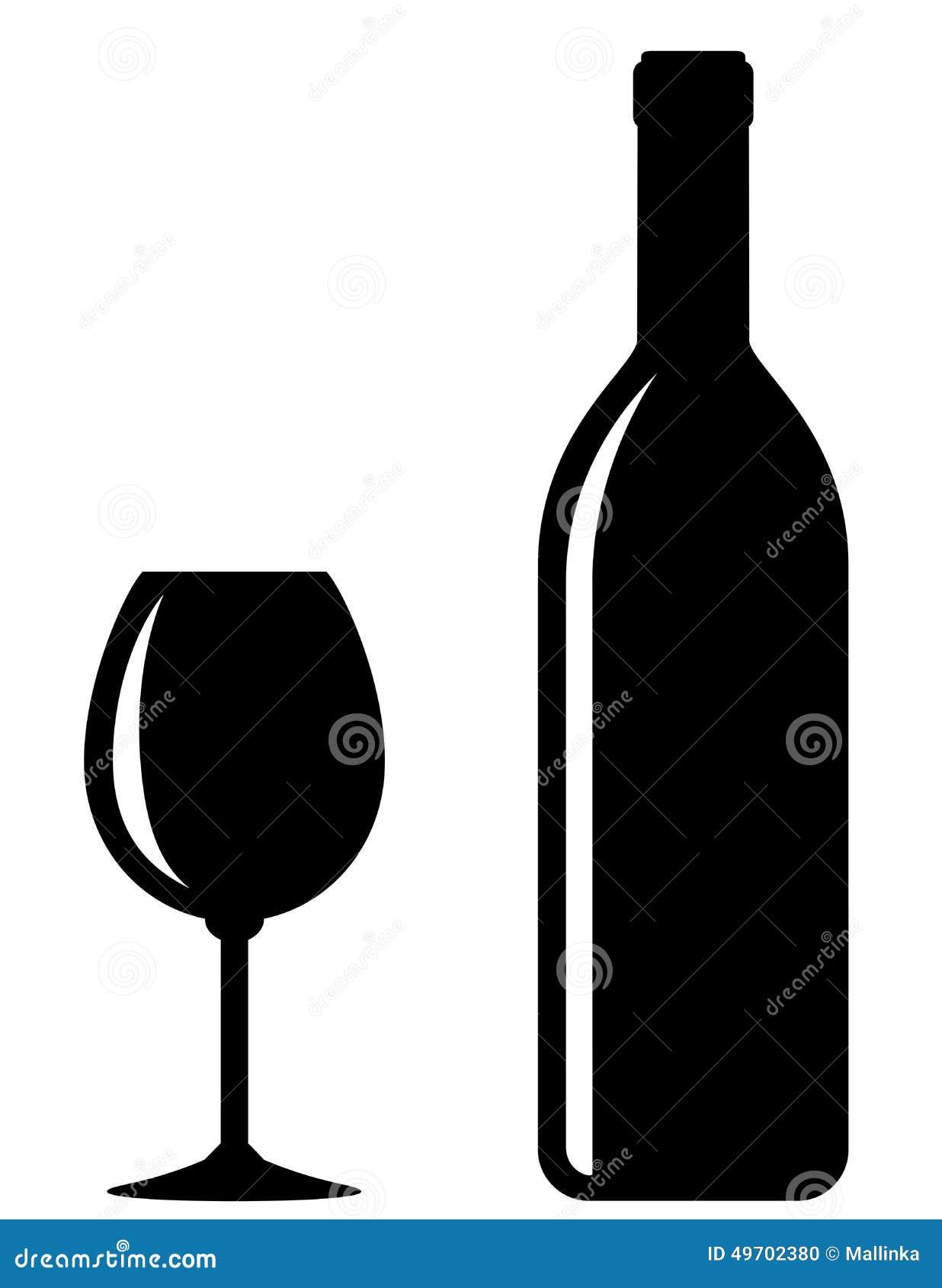 Botella De Vino Negra Con El Vidrio Ilustración del Vector ...