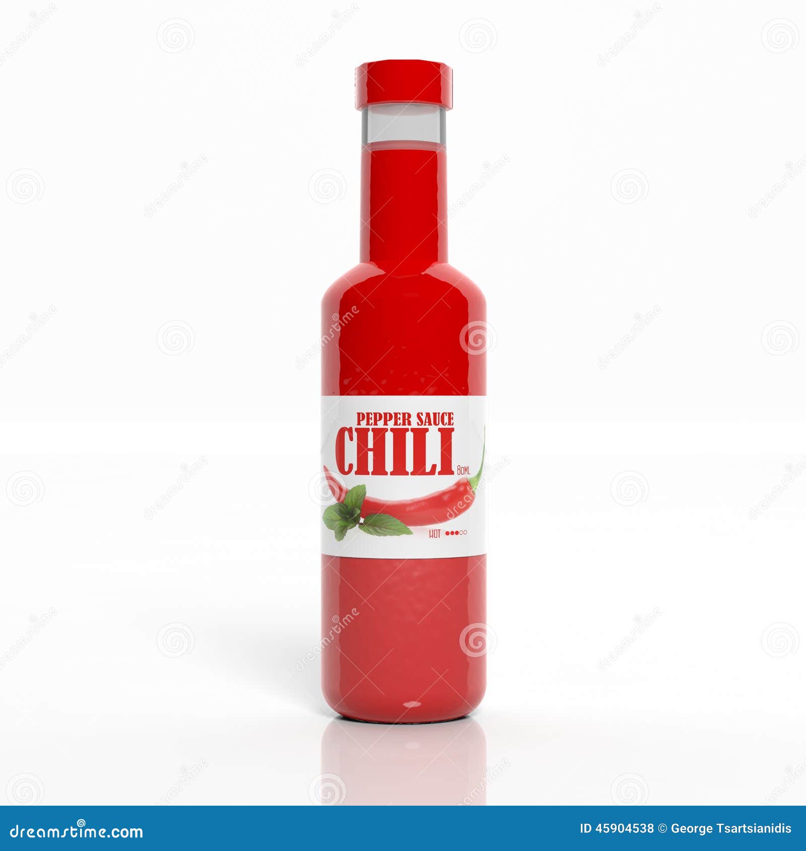 Botella Transparente De La Salsa De Chile 3D Stock de ilustración ...