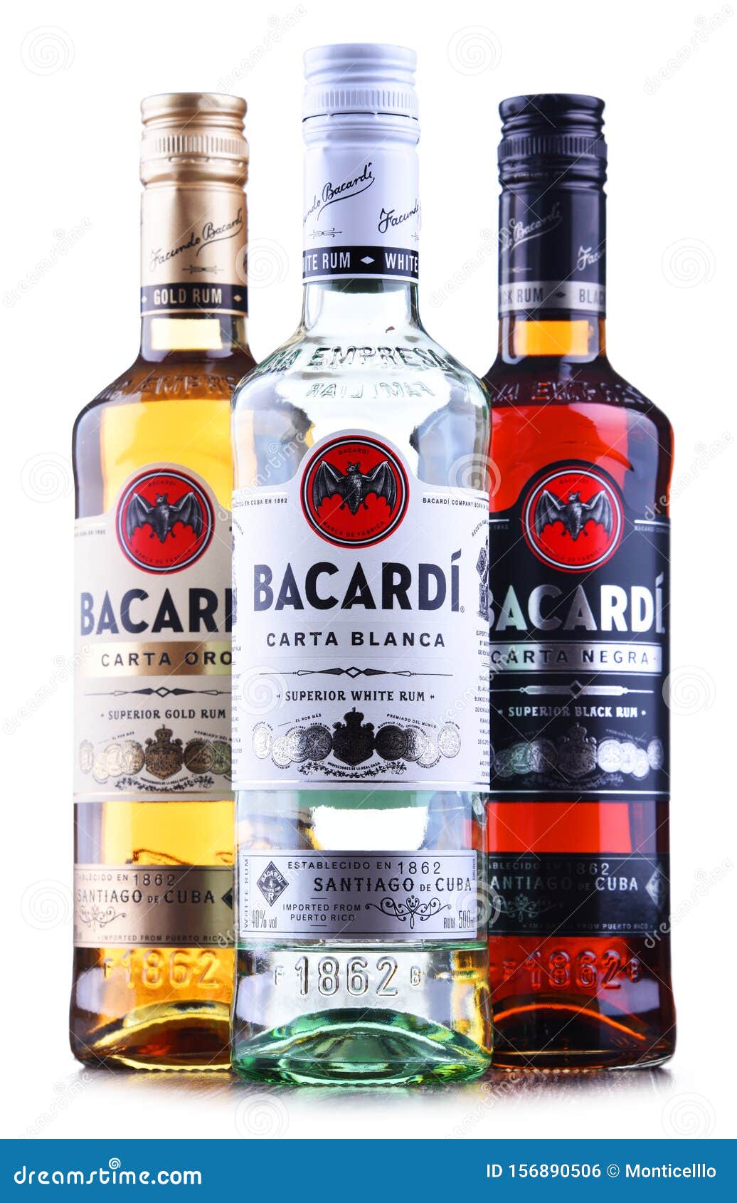 Botellas de ron Bacardi foto editorial. Imagen de etiqueta - 156890506