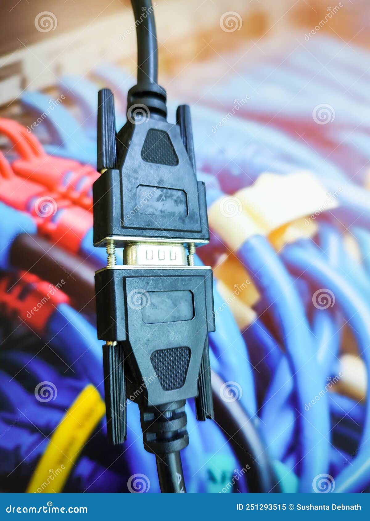 Both End of a VGA Cable (Male and Female) Connected Stock Image - Image ...