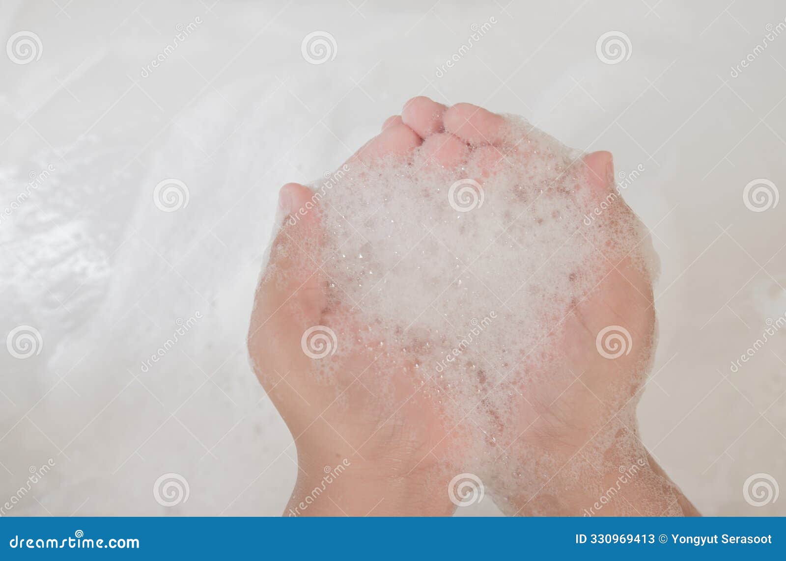 Both Hands with a Bubble of Washing Powder Stock Image - Image of hands ...