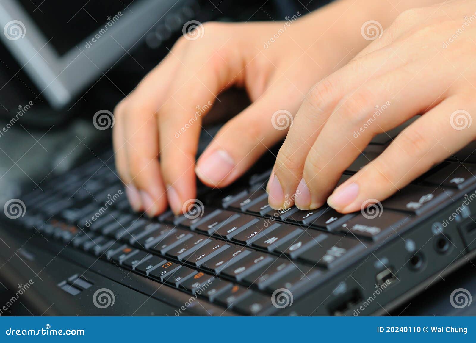 Both hands on keyboard stock photo. Image of business - 20240110
