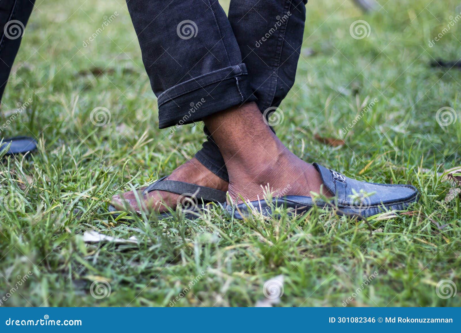 Both Legs are Standing Crosswise on the Ground Grass Stock Photo ...