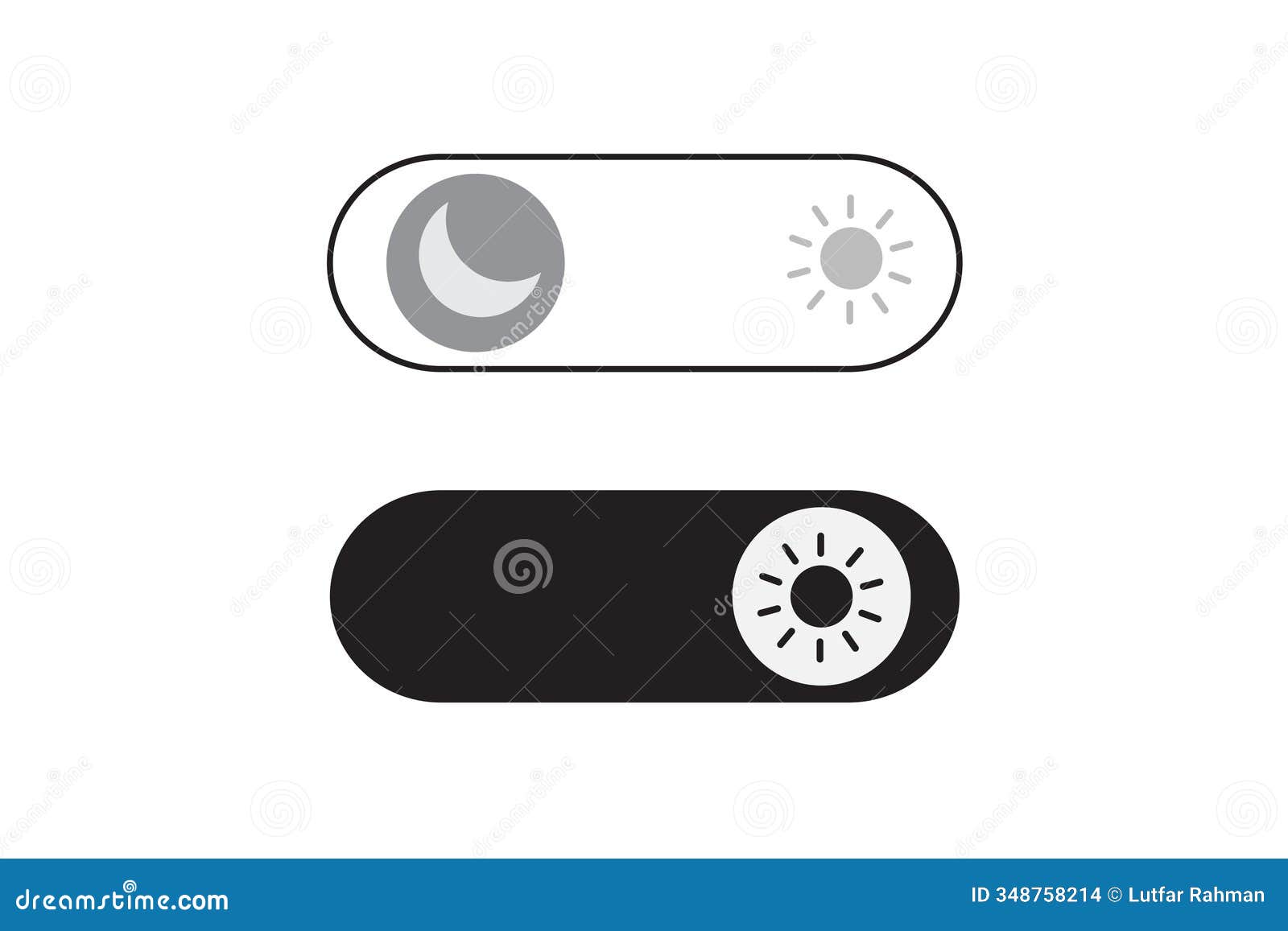 Both Light and Dark Modes Black and White Day and Night Buttons Stock ...