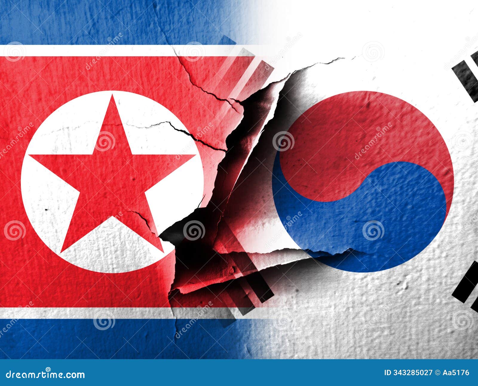 Both the North and South Korean Flags are Made of Crackled Patterns ...