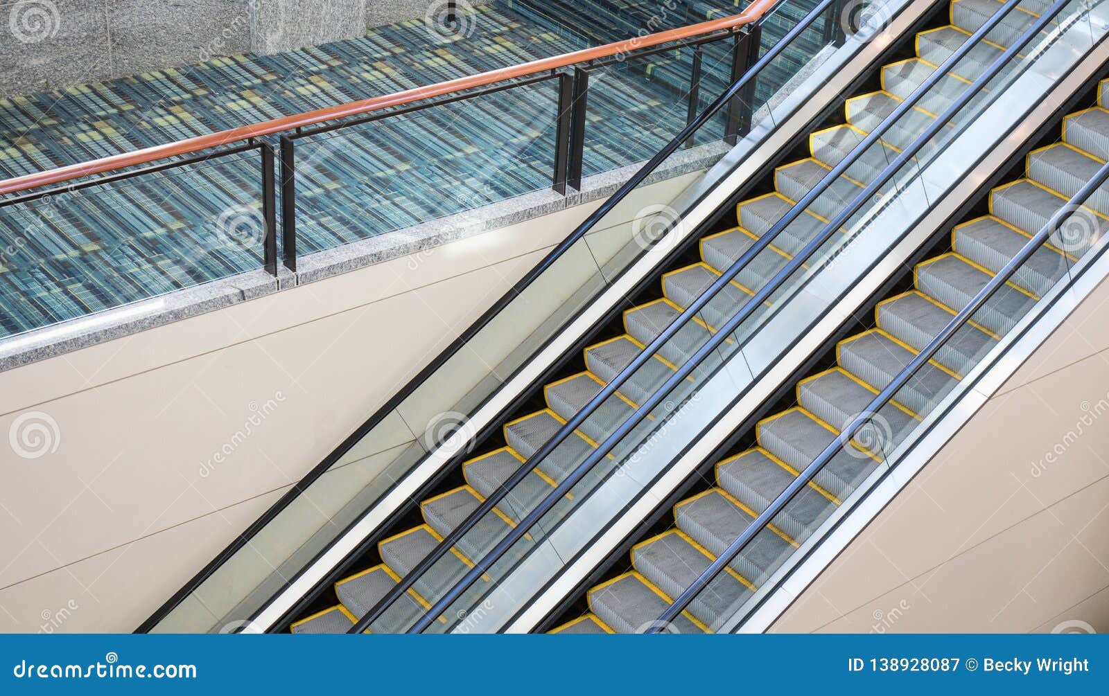 A Set of Up and Down Escalators in a Public Area. Stock Image - Image ...