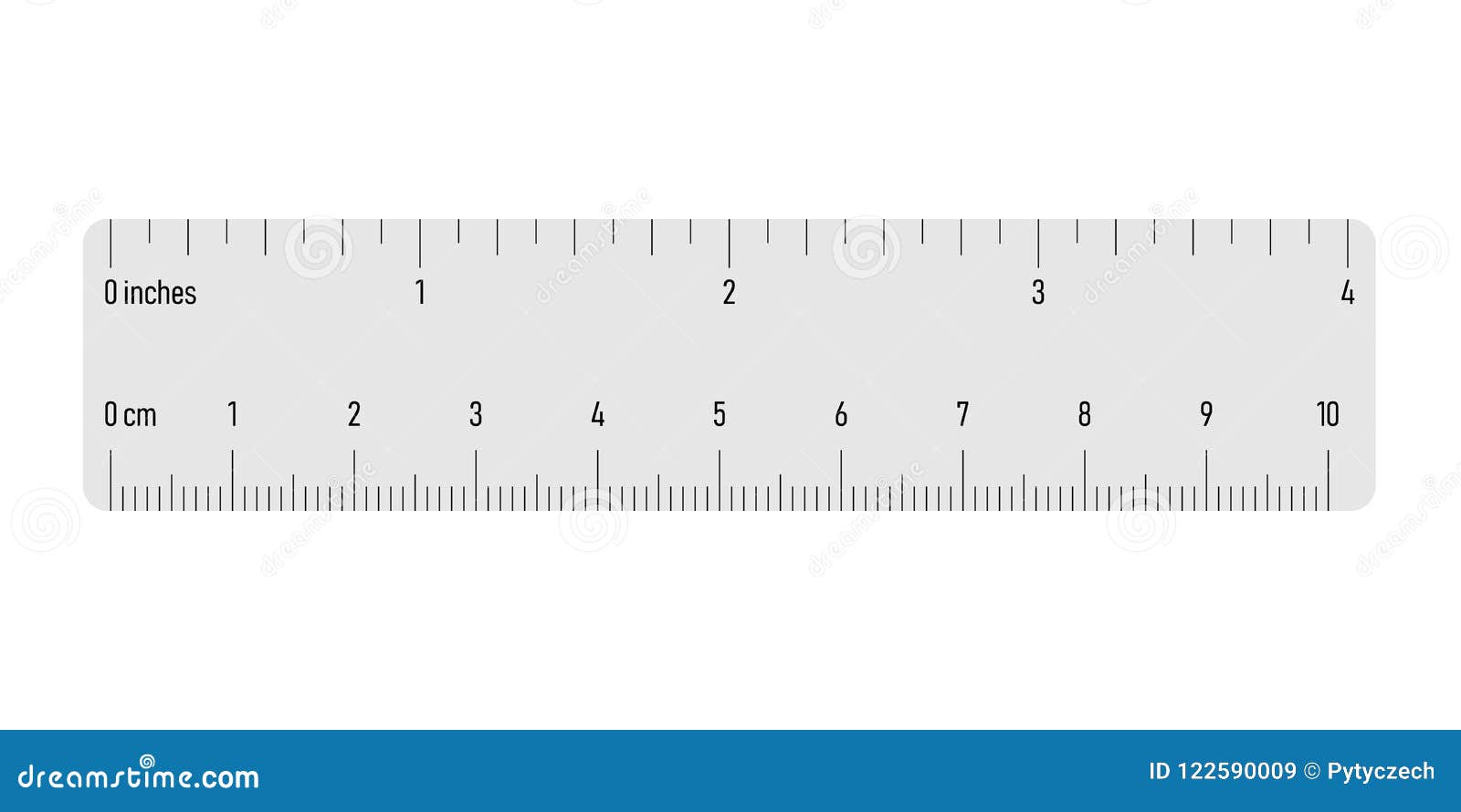 Both Side Ruler with Scales in Centimeters and Inches. Grey Vector ...