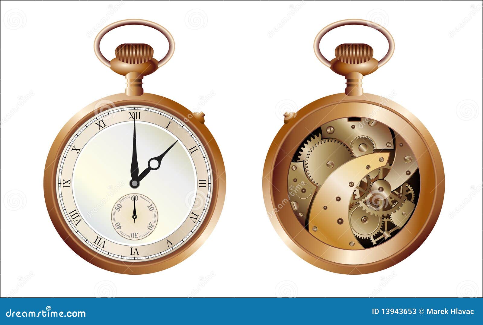 Both sides of old watch stock vector. Illustration of object - 13943653