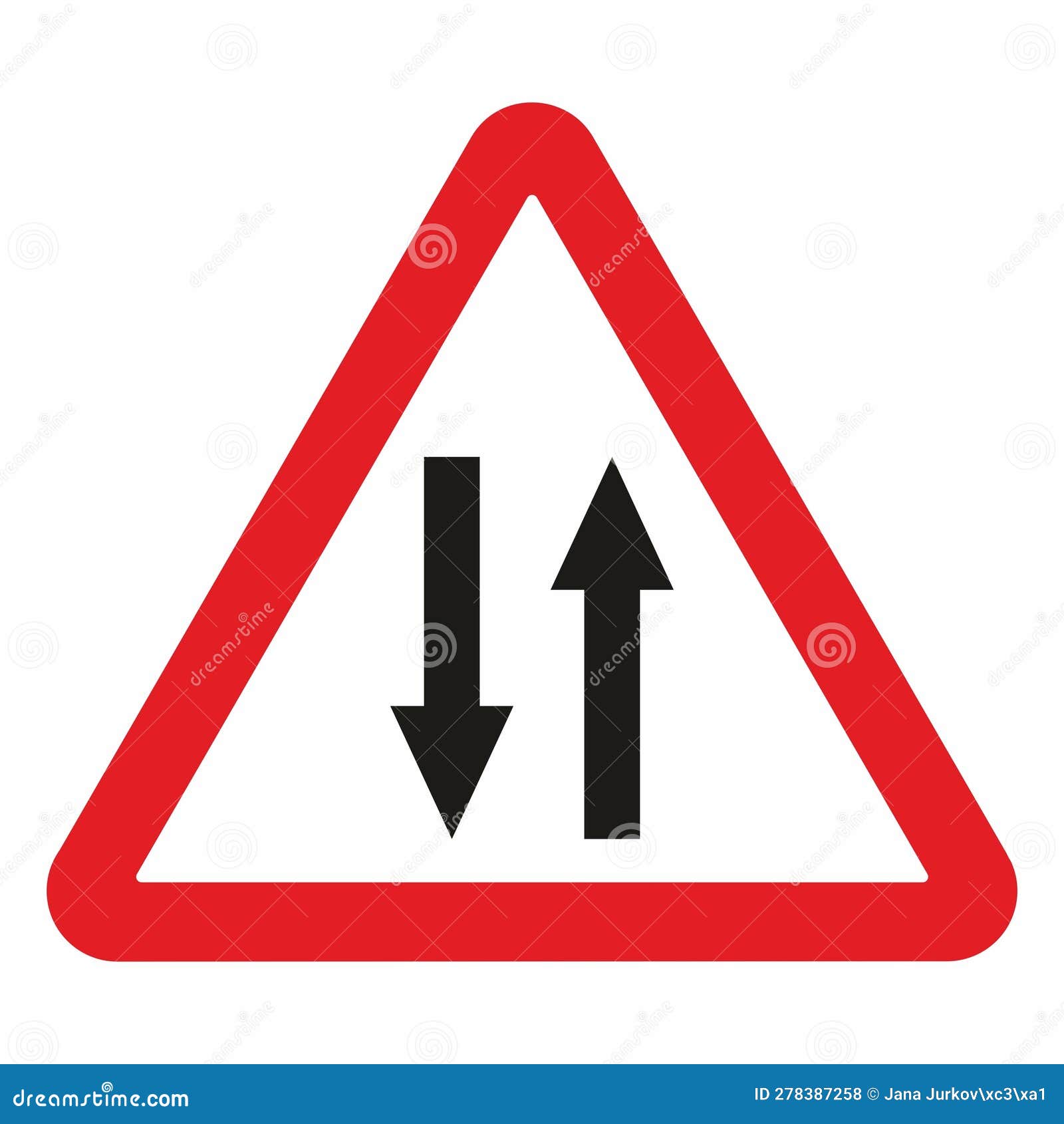 Both Way Traffic, Road Sign A9, Red Triangular Frame, Eps. Stock ...