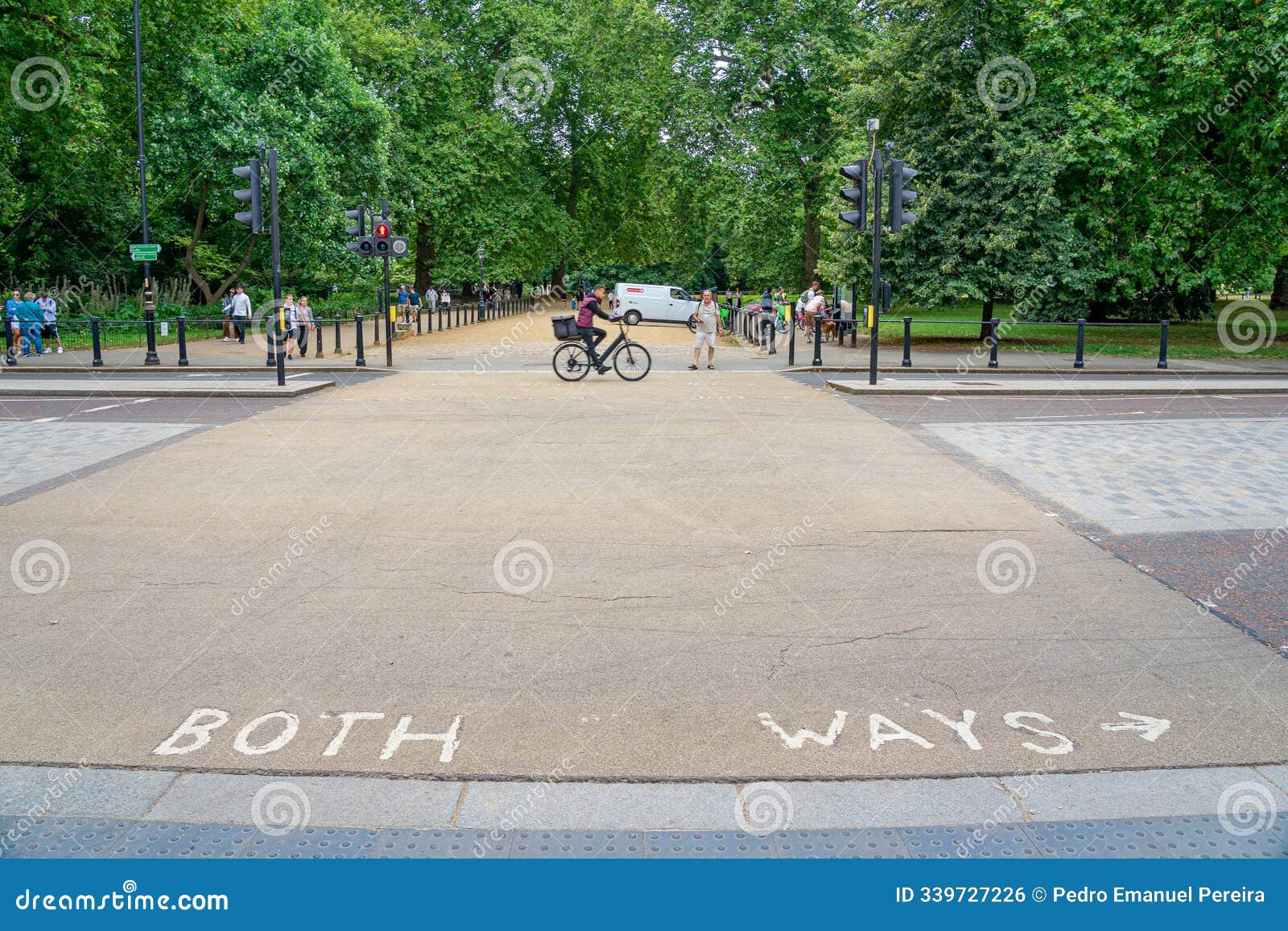 Both Ways Indication Written on the Cycle Path Pavement in Hyde Park ...