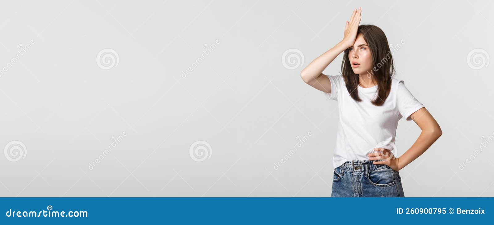 Bothered And Annoyed Young Woman Facepalm And Roll Eyes Irritated Stock