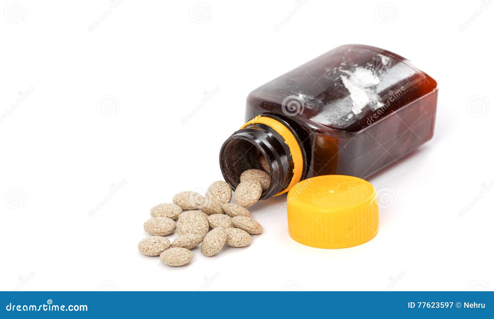 Botle of a Plain Compress Pills of Medicinal Herb Powder Stock Image ...