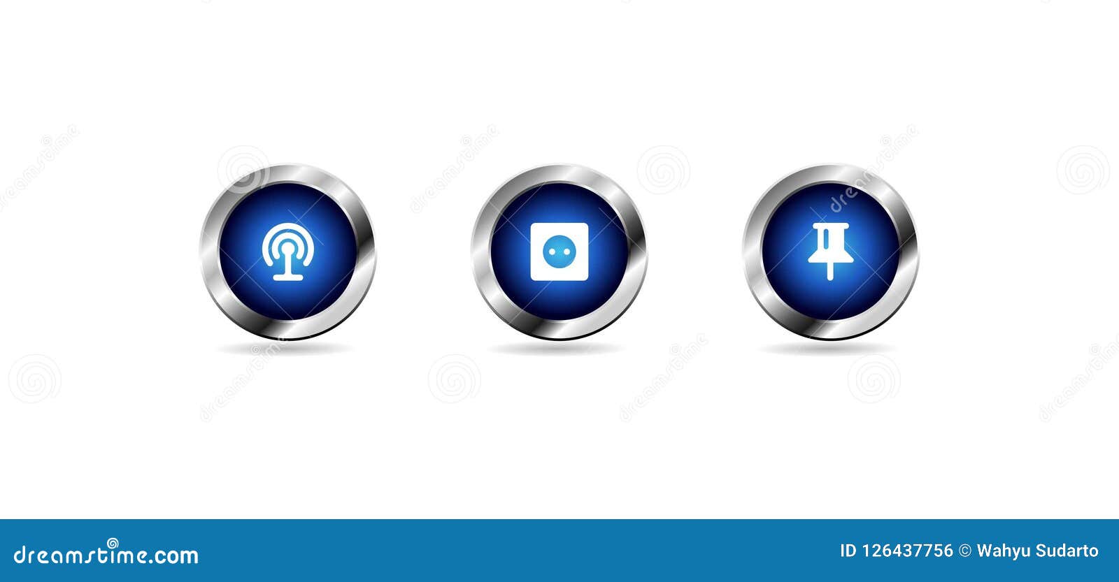 Botones Azules Brillantes Del Web Del Vector Stock de ilustración ...