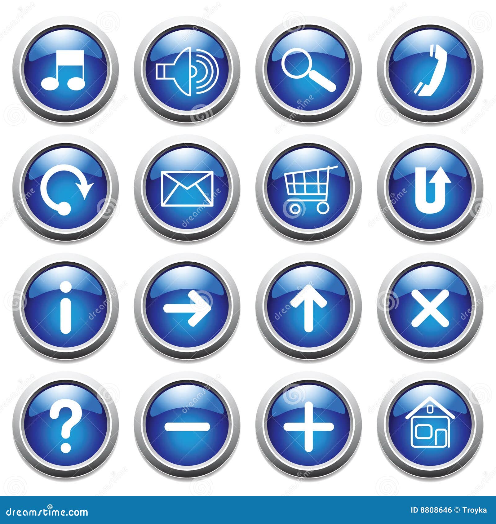 Botones Azules Del Vector Con Símbolos. Ilustración del Vector ...