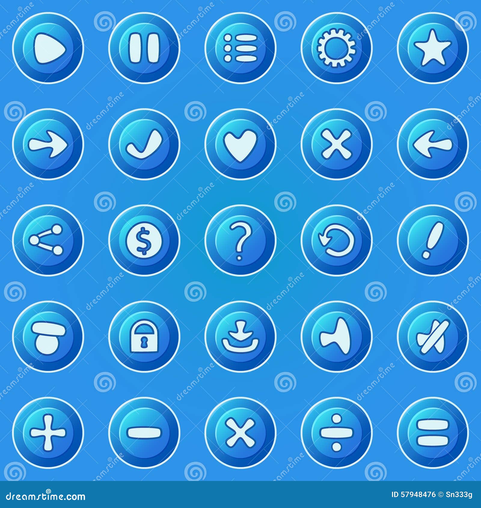 Botones Azules Para El Juego UI Ilustración del Vector - Ilustración de ...