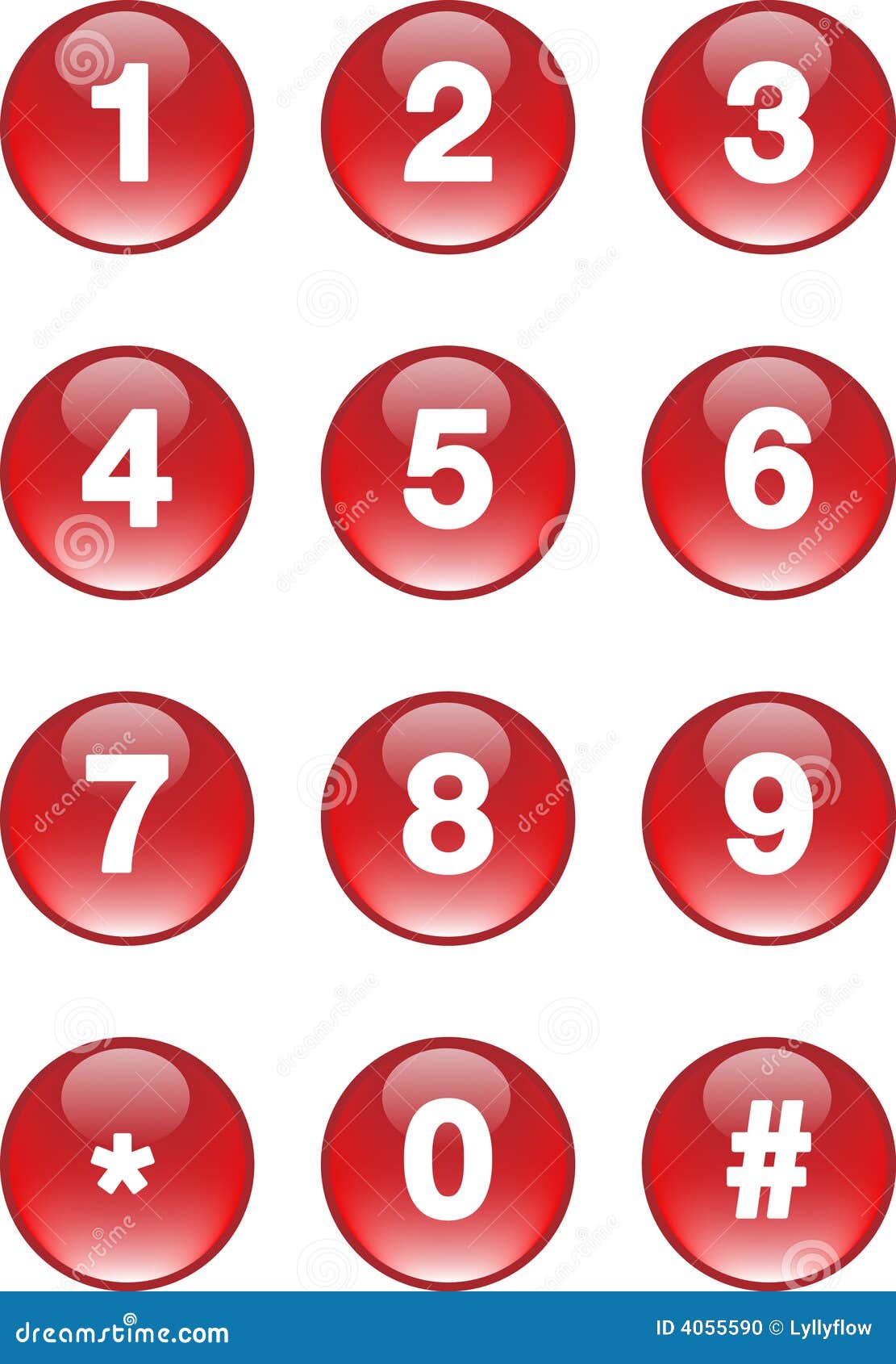 Botones de los números stock de ilustración. Ilustración de cuatro ...
