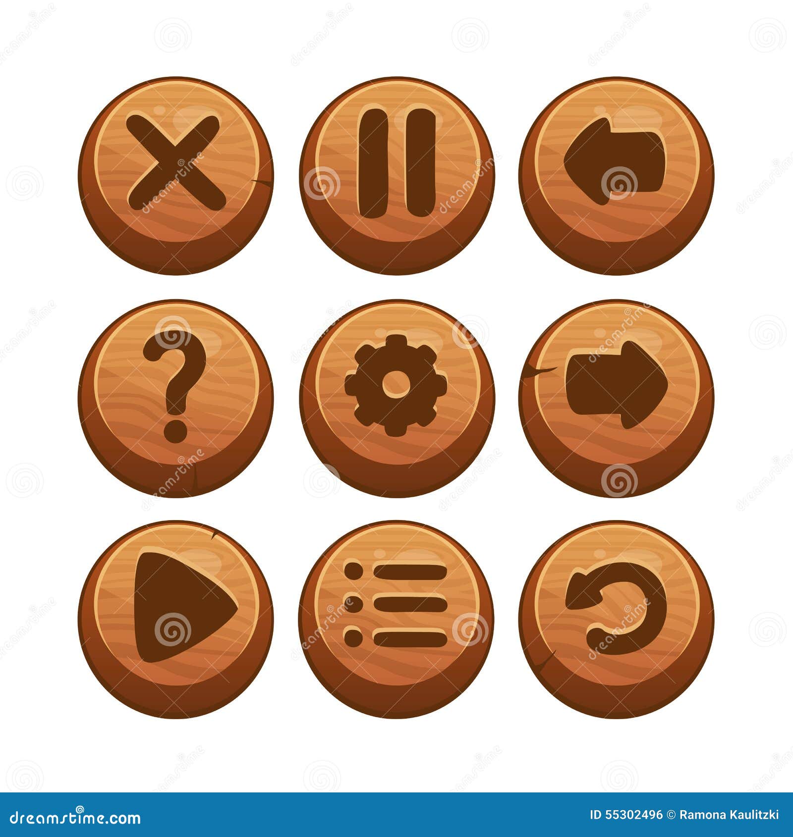 Botones de madera del menú stock de ilustración. Ilustración de modelo ...
