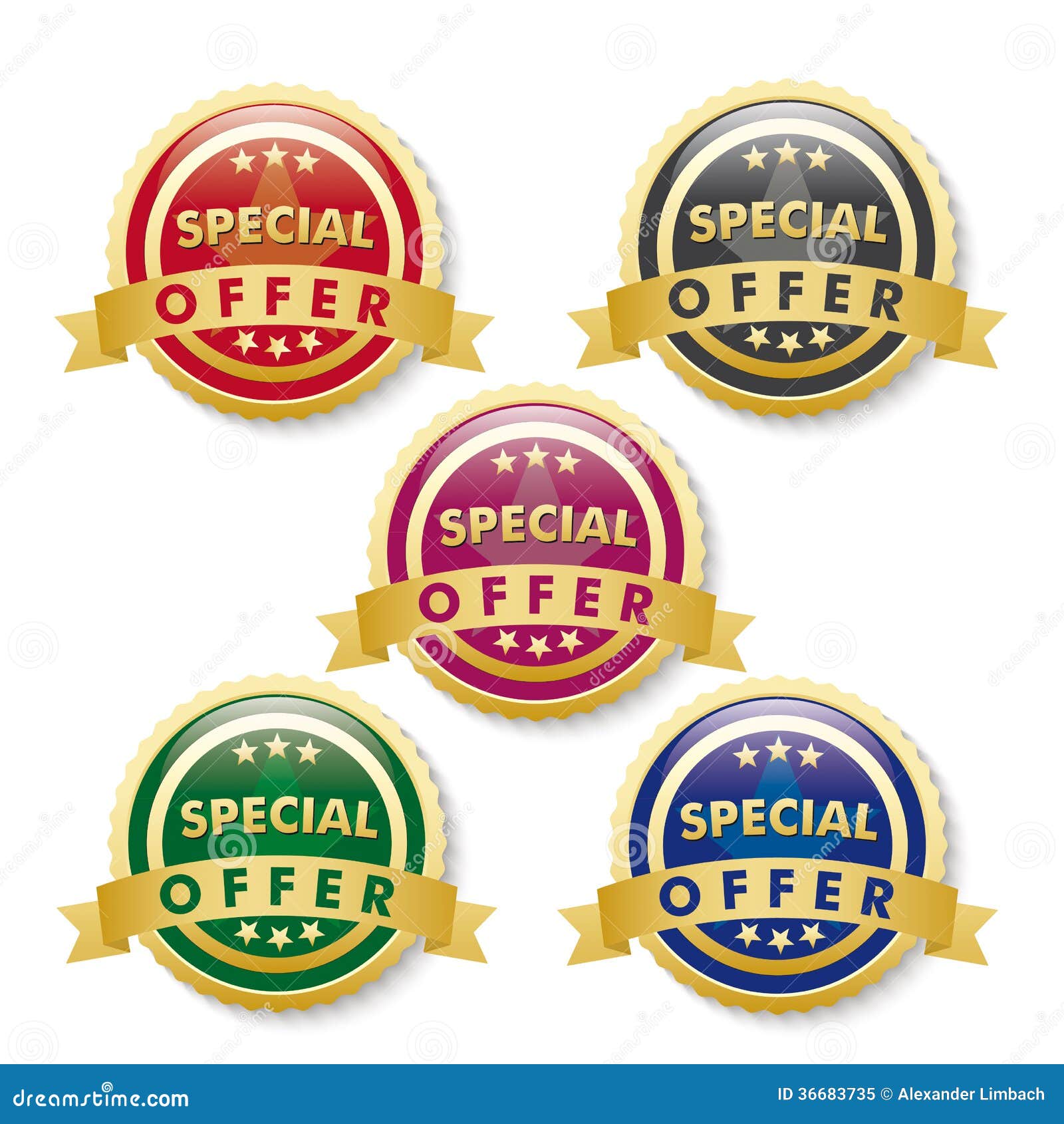 Botones De Oro De La Oferta Especial 5 Ilustración del Vector ...