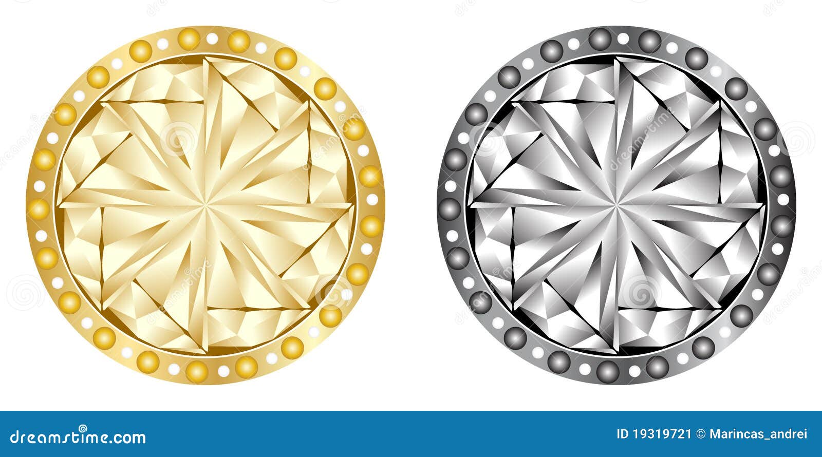 Botones de oro y de plata ilustración del vector. Ilustración de manera ...