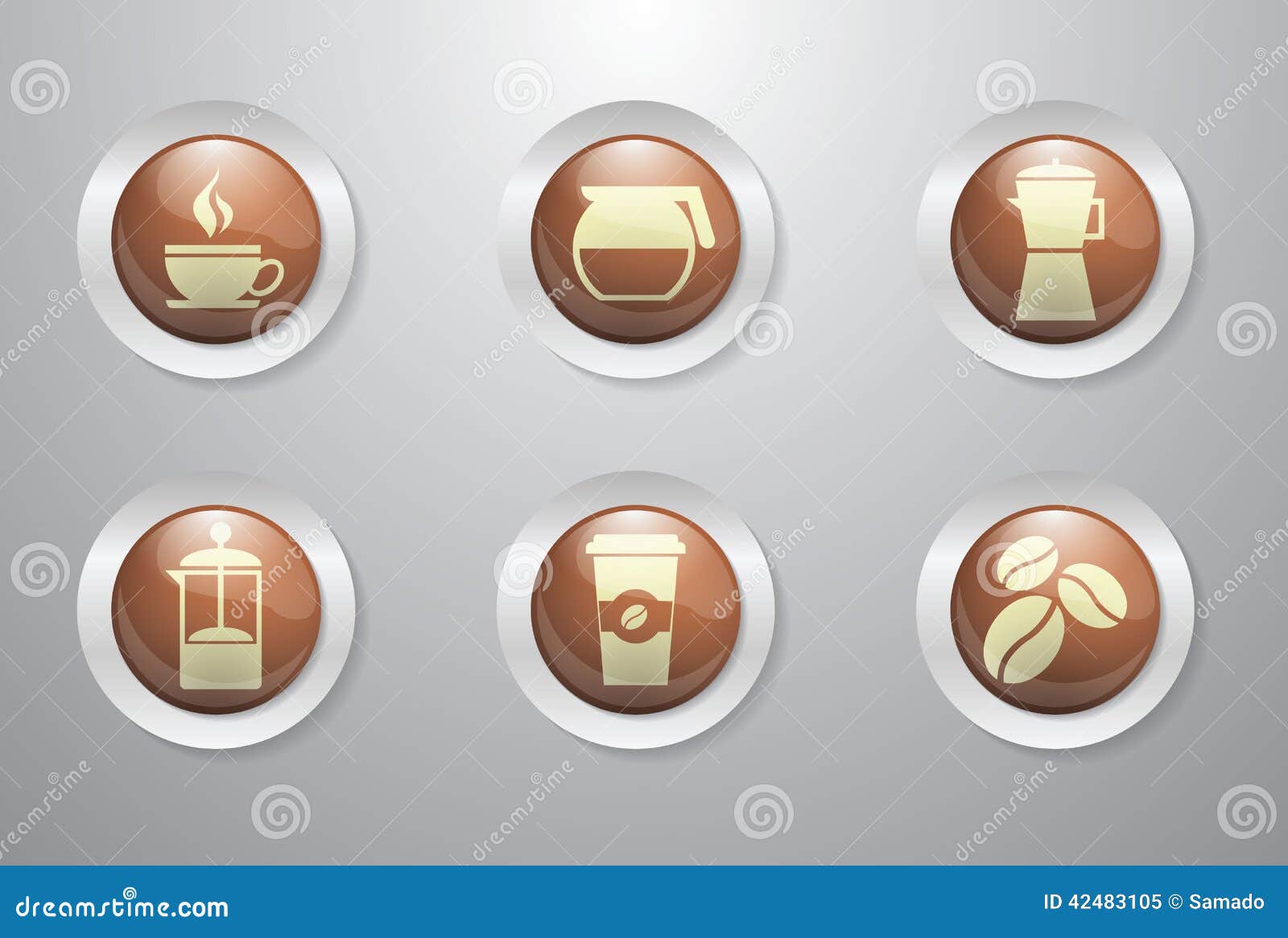 Botones del café ilustración del vector. Ilustración de vector - 42483105