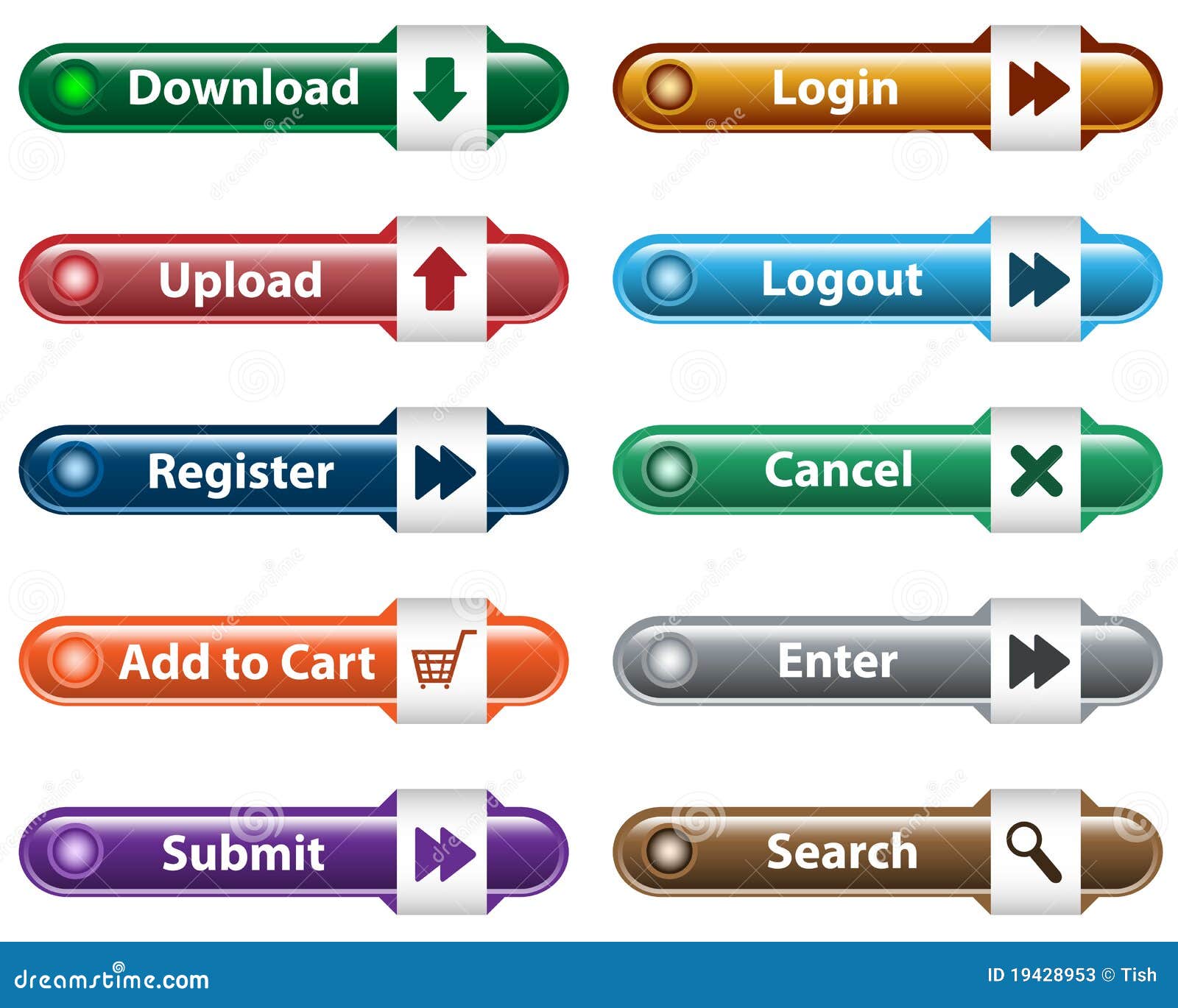 Botones Del Web Con Los Iconos Ilustración del Vector - Ilustración de ...
