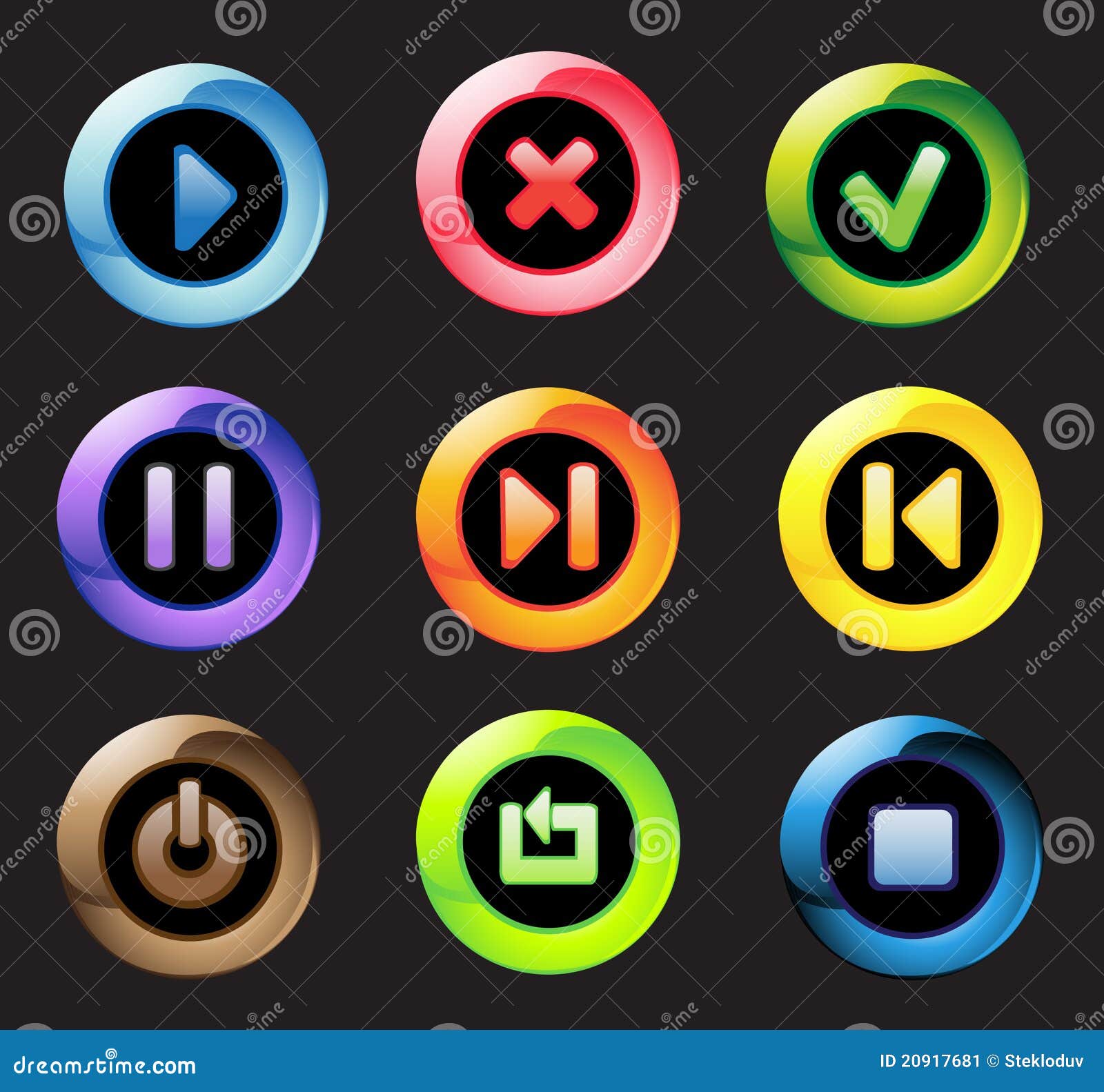 Botones Iluminados Del Control Ilustración del Vector - Ilustración de ...