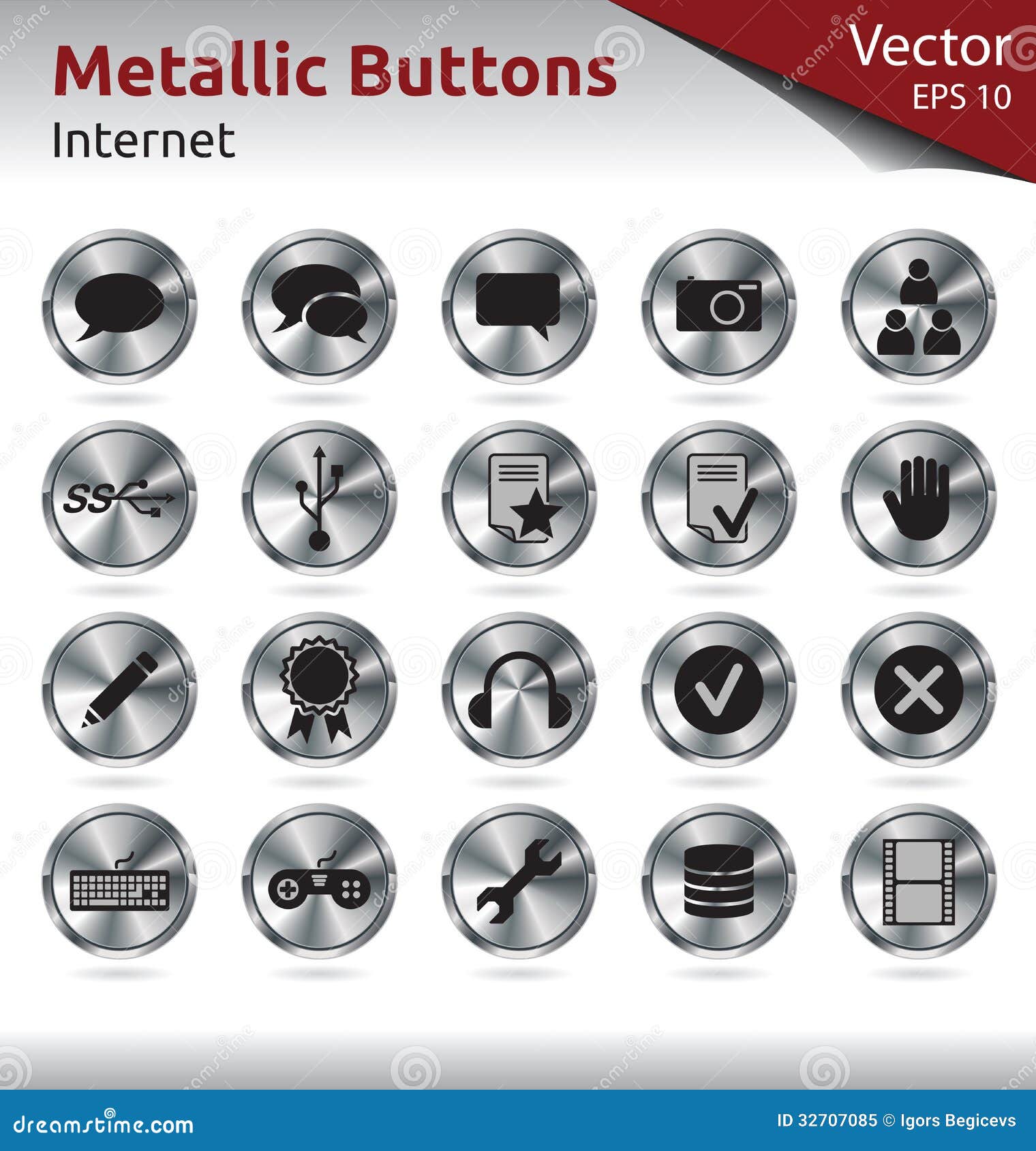 Botones Metálicos - Internet Stock de ilustración - Ilustración de ...