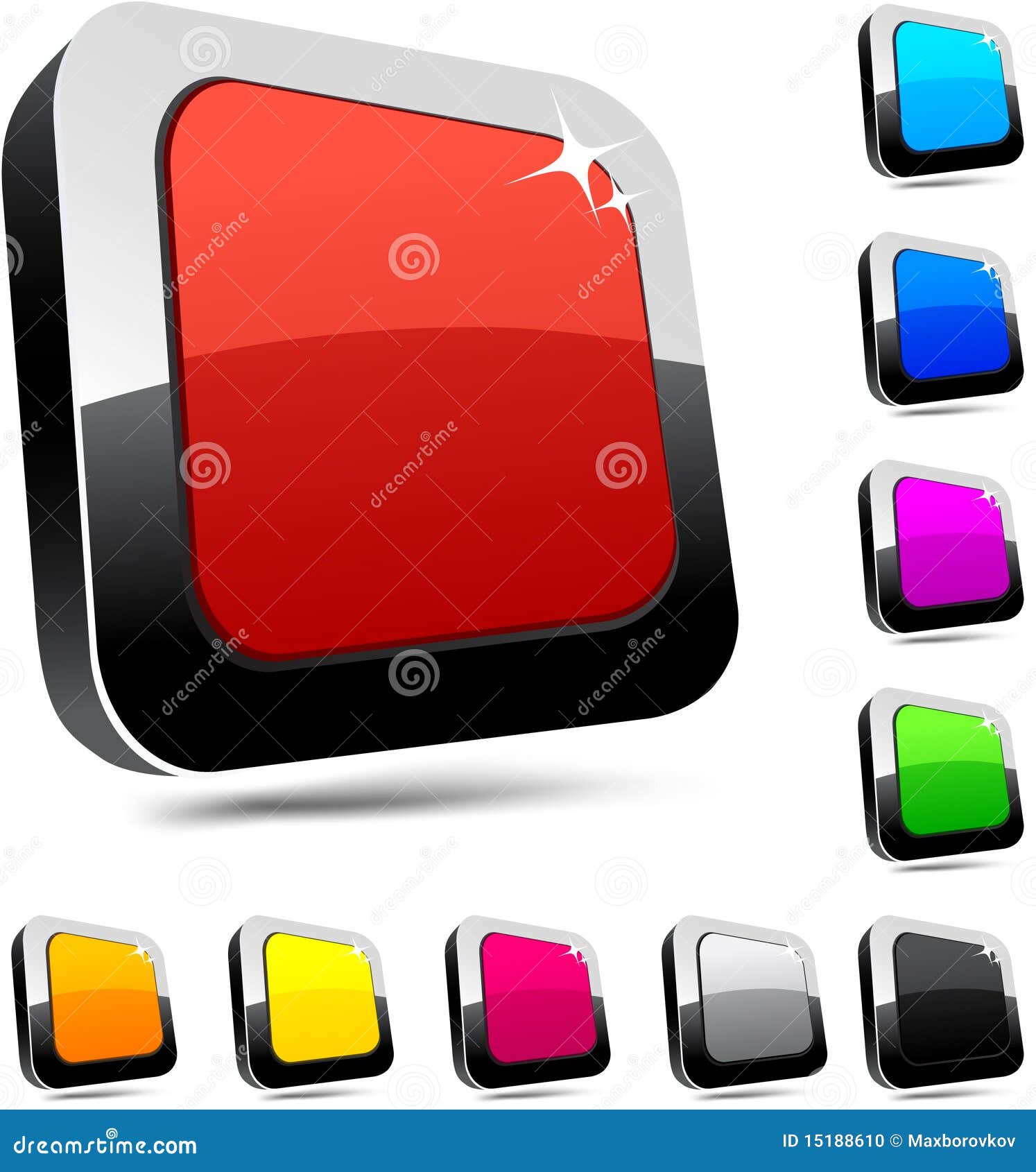 Botones rectangulares 3d. ilustración del vector. Ilustración de empuje ...