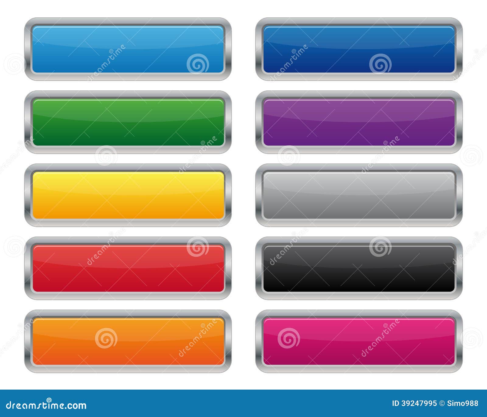 Botones Rectangulares Metálicos Ilustración del Vector - Ilustración de ...