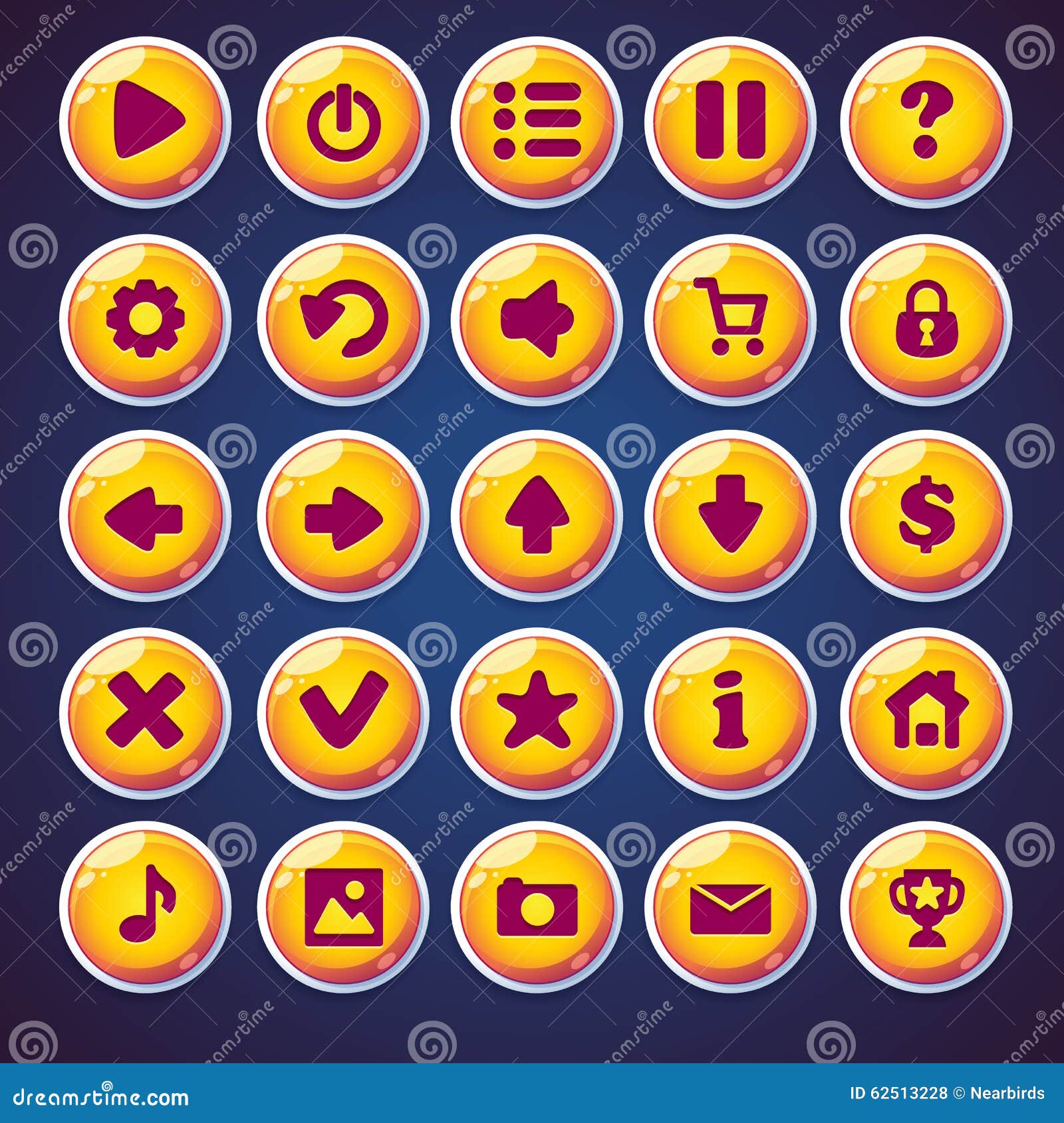 Botones Redondos Determinados Para El Videojuego Del Web Ilustración ...