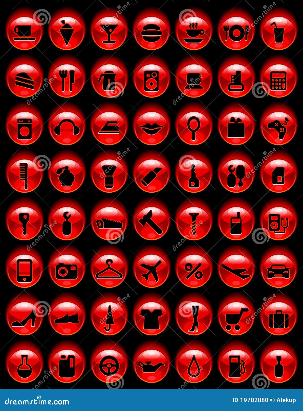 Botones Rojos Con Los Pictogramas Ilustración del Vector - Ilustración ...