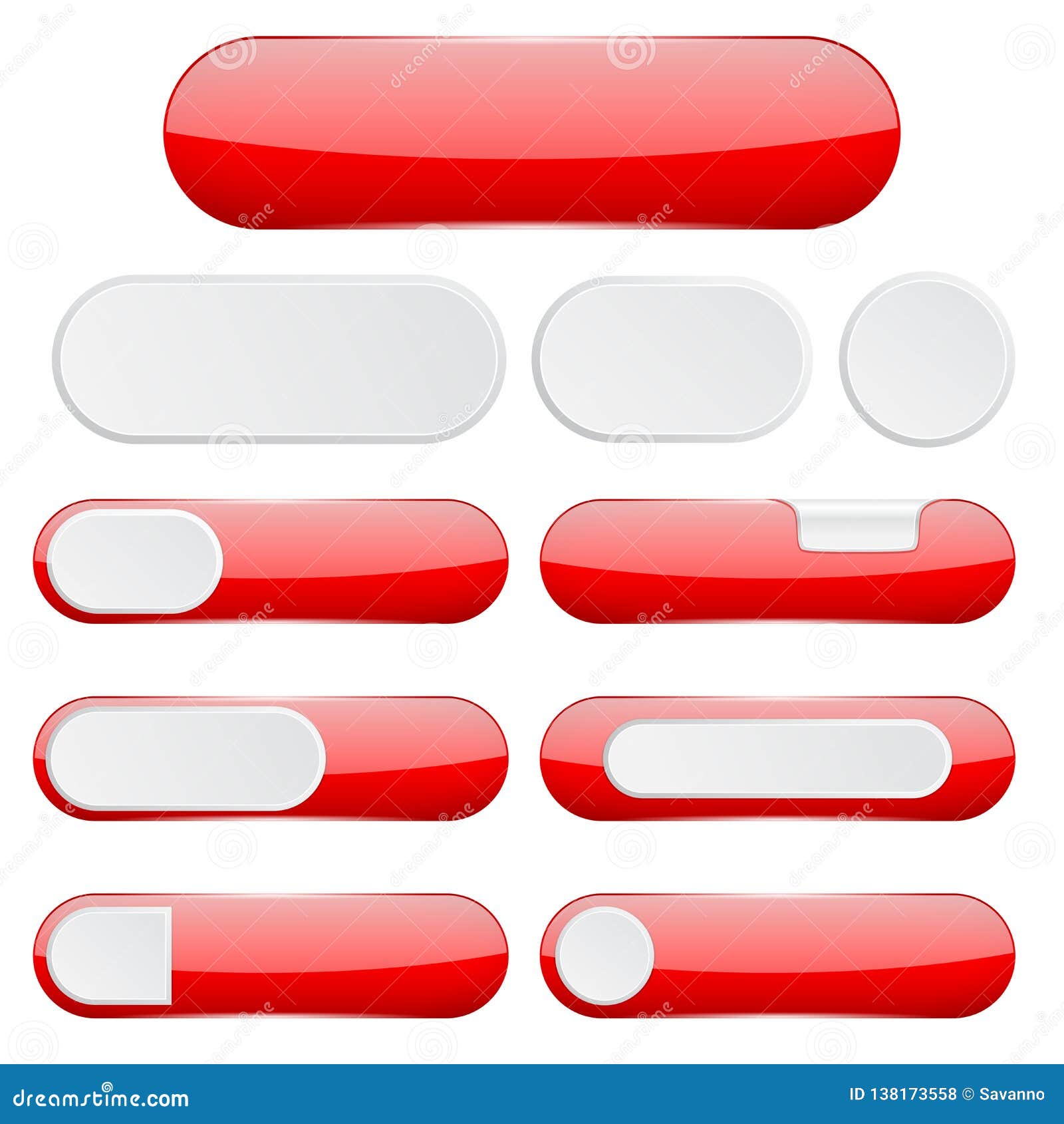 Botones Rojos Del Interfaz Iconos Del Web Ilustración del Vector ...