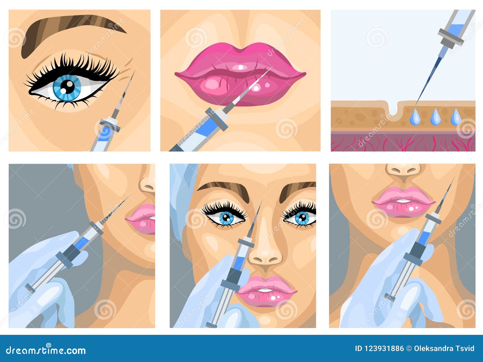 Botox Injection Cosmetic Procedure Set. Vector Illustration Stock ...
