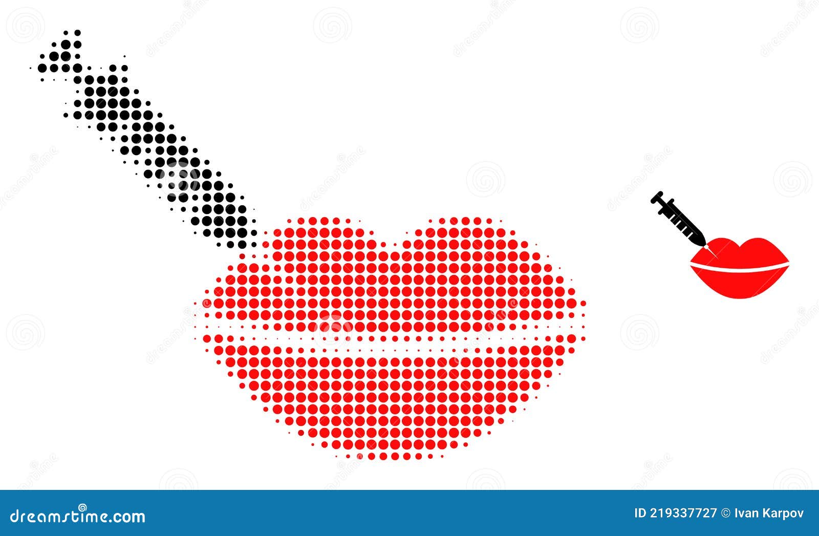 Botox Lips Injection Halftone Dotted Icon Stock Vector - Illustration ...