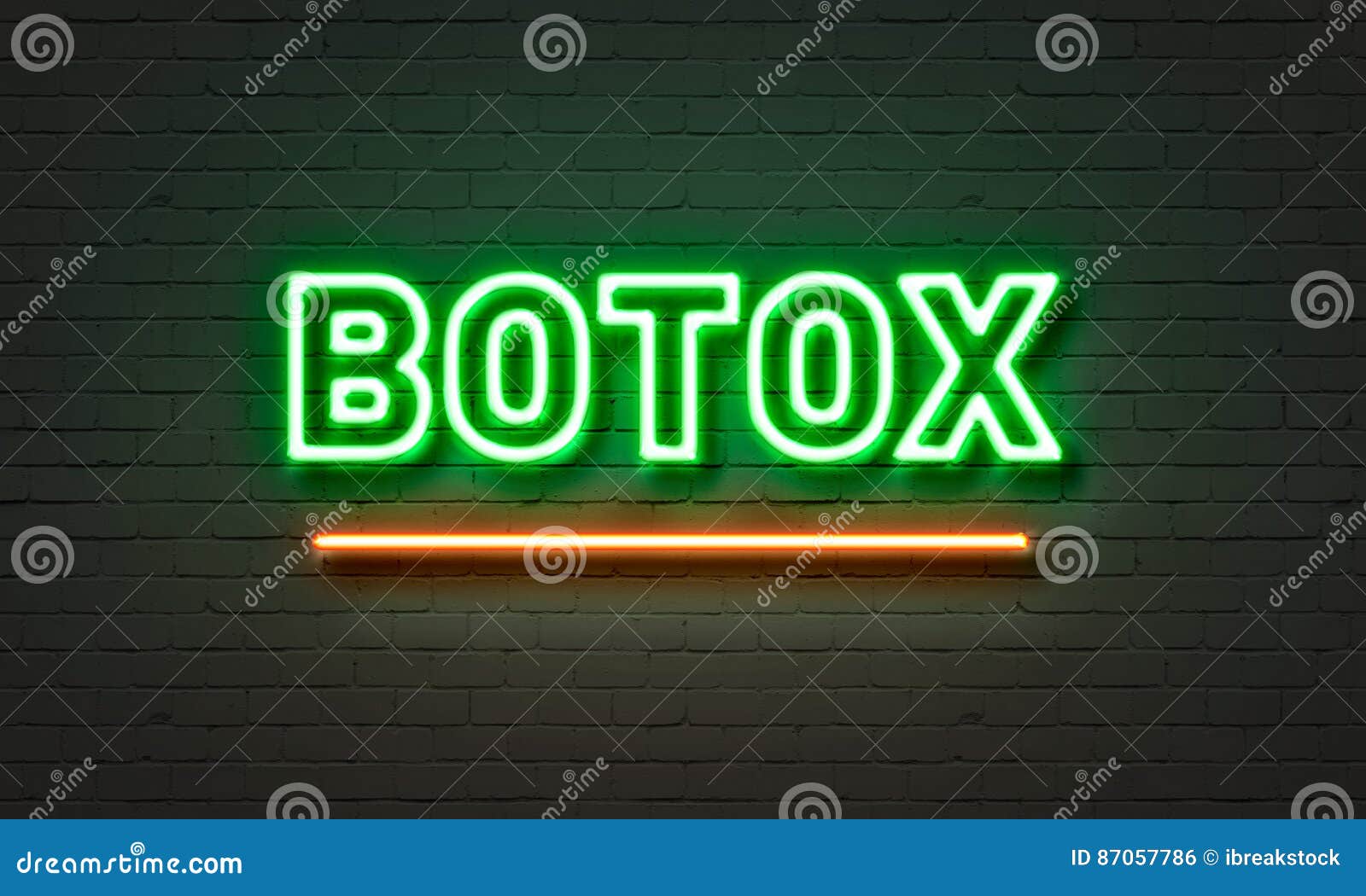 Botox Neon Sign on Brick Wall Background. Stock Photo - Image of ...
