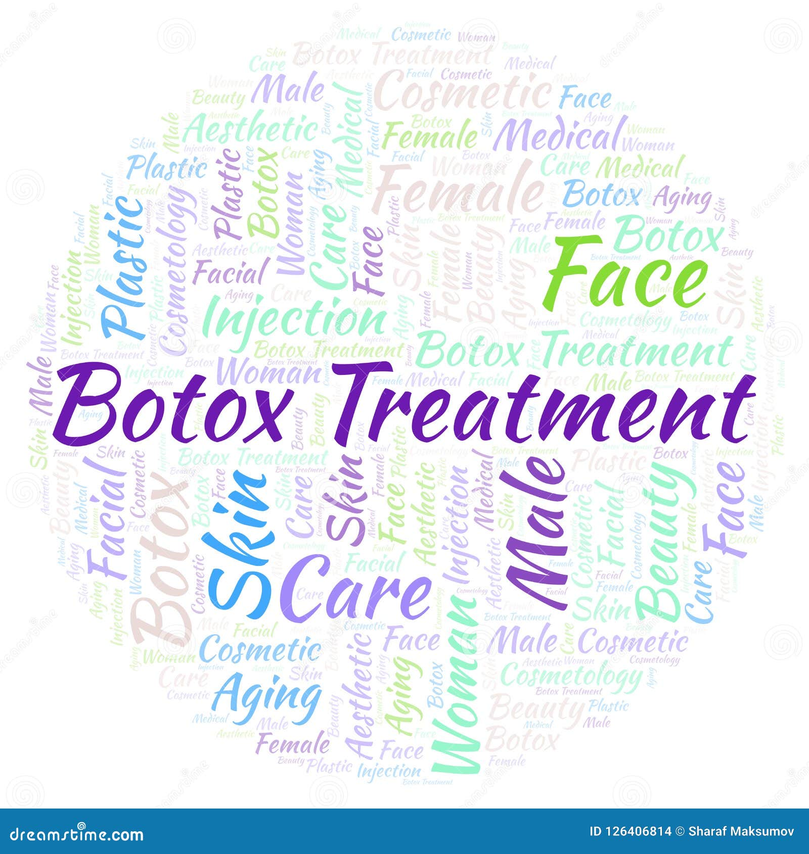 Botox Treatment in a Shape of Circle Word Cloud. Stock Illustration ...