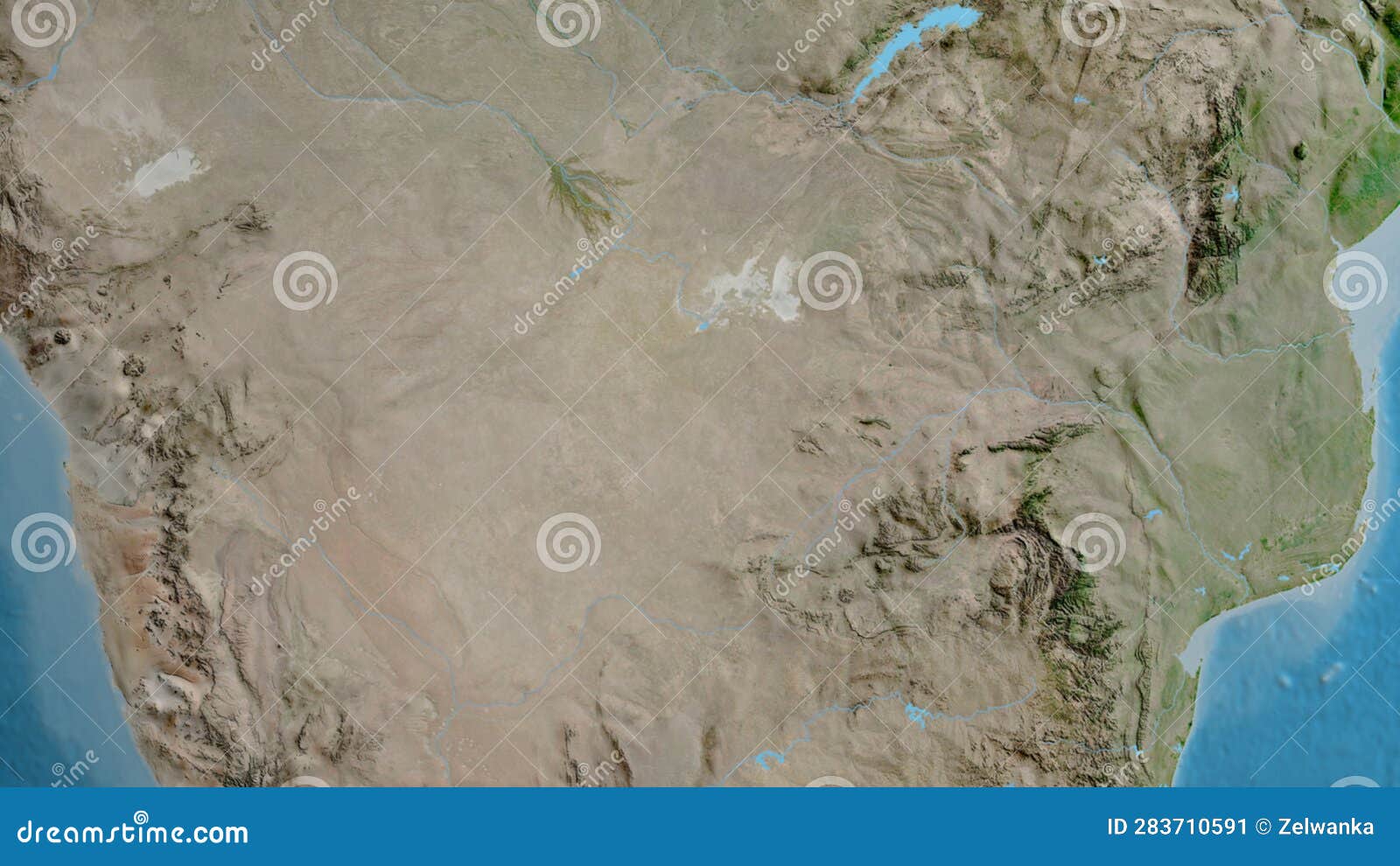 Botswana Area. Satellite Map Stock Illustration - Illustration of ...
