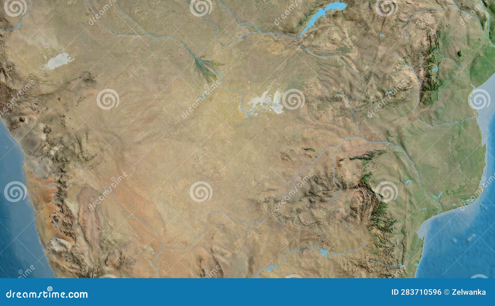 Botswana Area. Satellite Map Stock Illustration - Illustration of ocean ...
