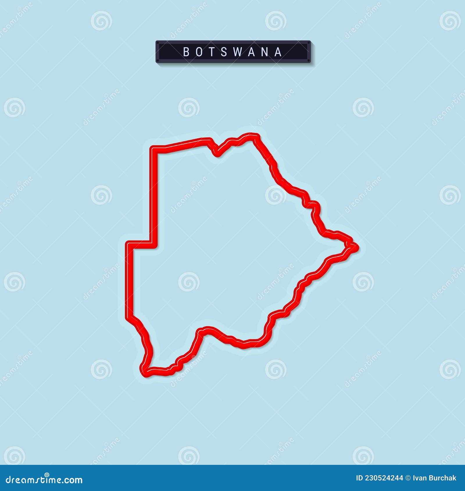 Botswana Bold Outline Map. Vector Illustration Stock Vector ...