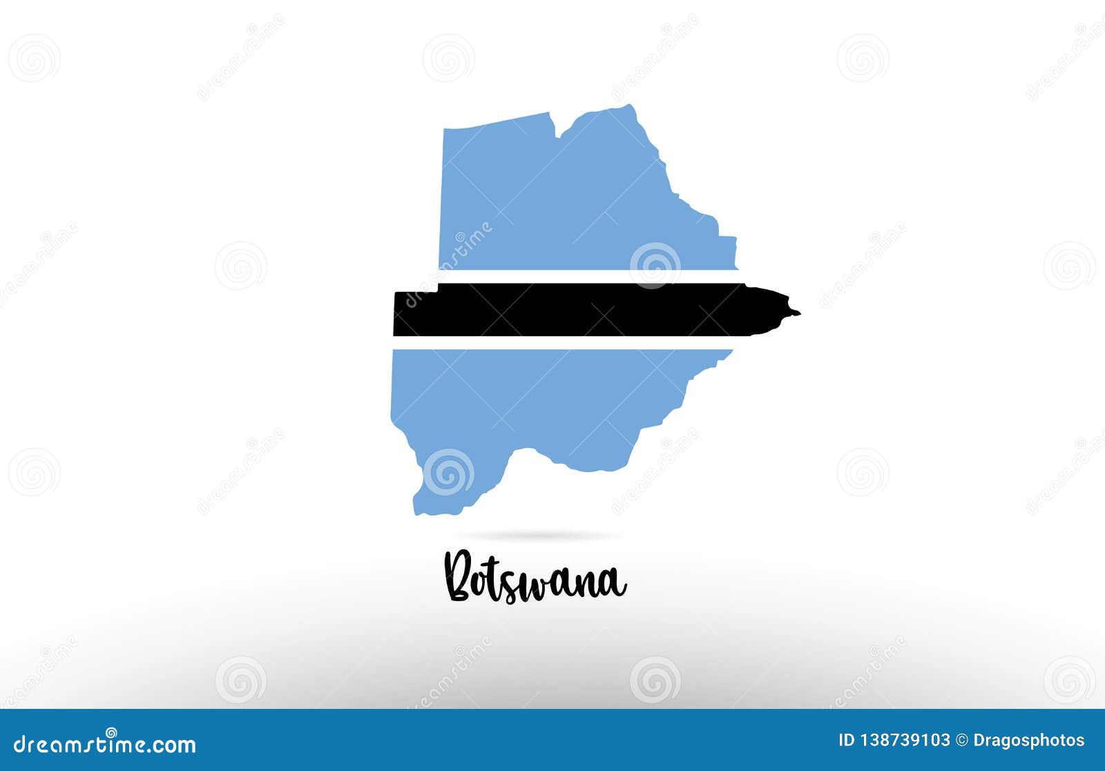 Botswana Country Flag Inside Map Contour Design Icon Logo Stock Vector