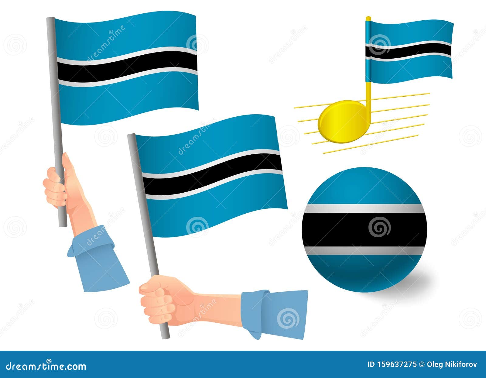 Botswana flag icon set stock illustration. Illustration of waving ...