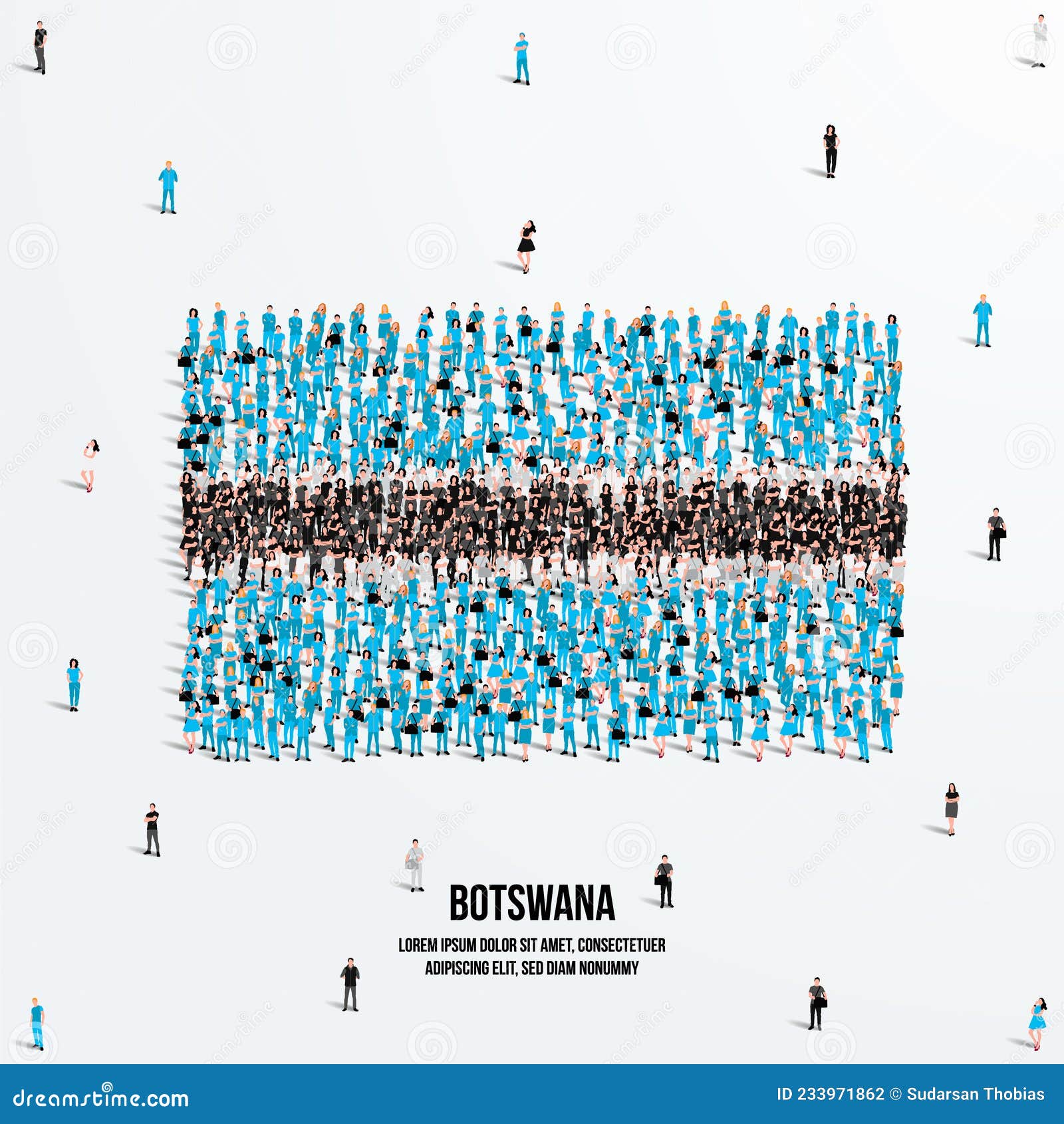 Botswana People Icon Map. Stylized Vector Silhouette Of Botswana ...