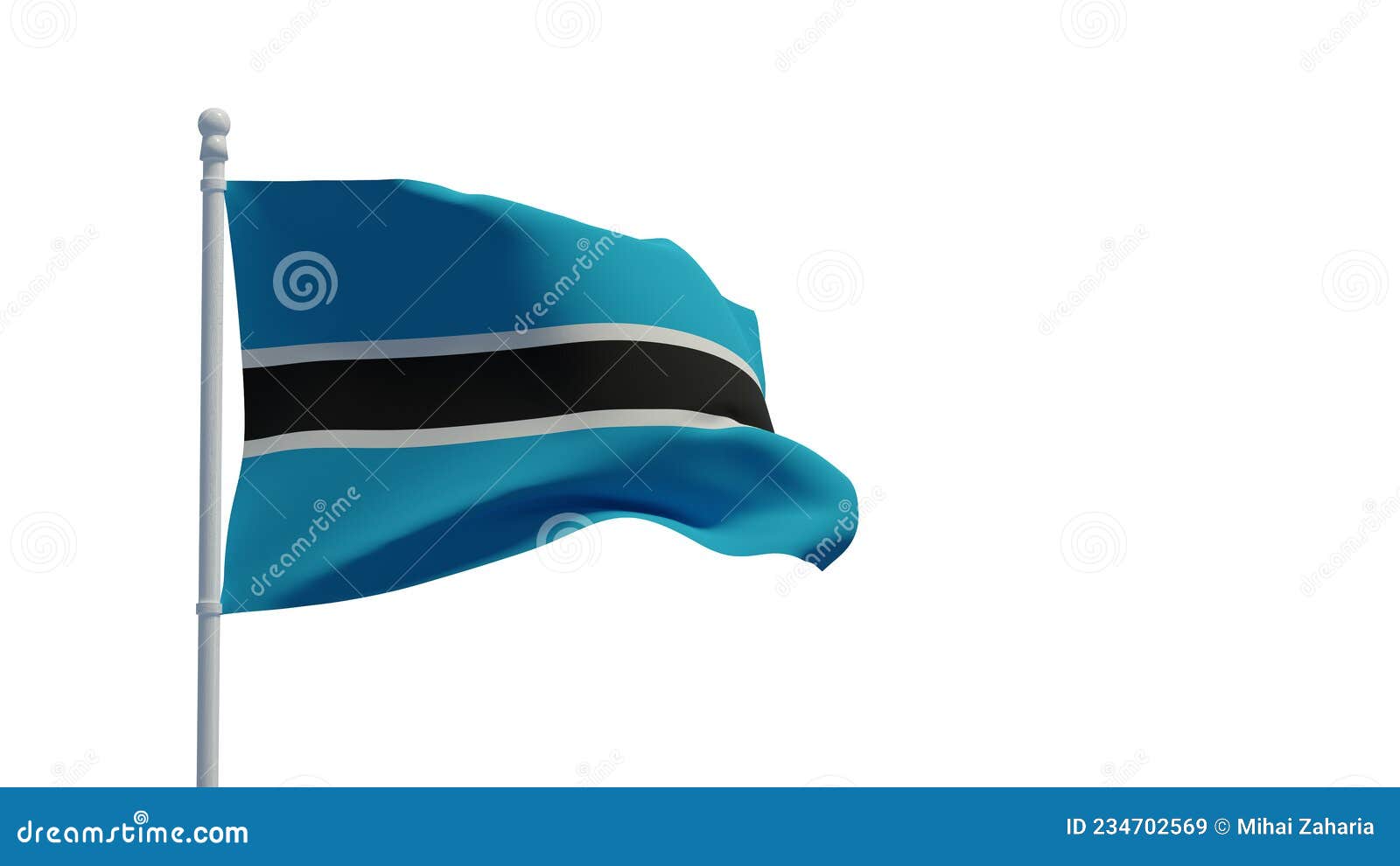 Botswana Flag, Waving in the Wind - 3d Rendering. Illustration ...