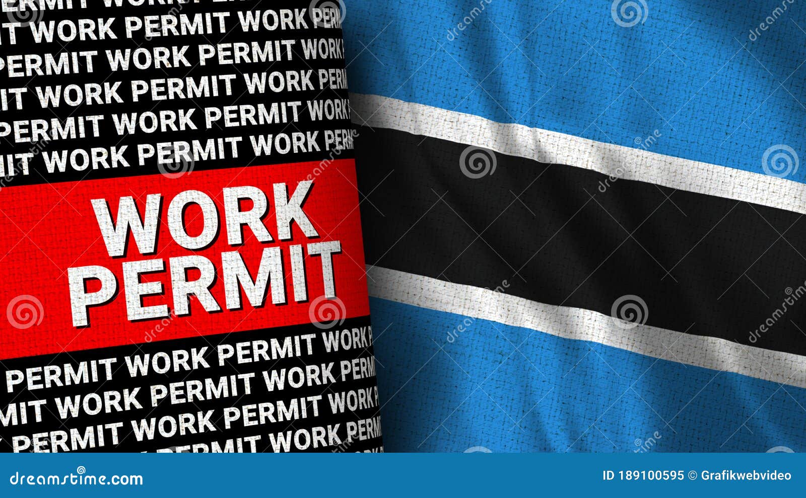 Botswana Flag with Work Permit Title Stock Illustration - Illustration ...